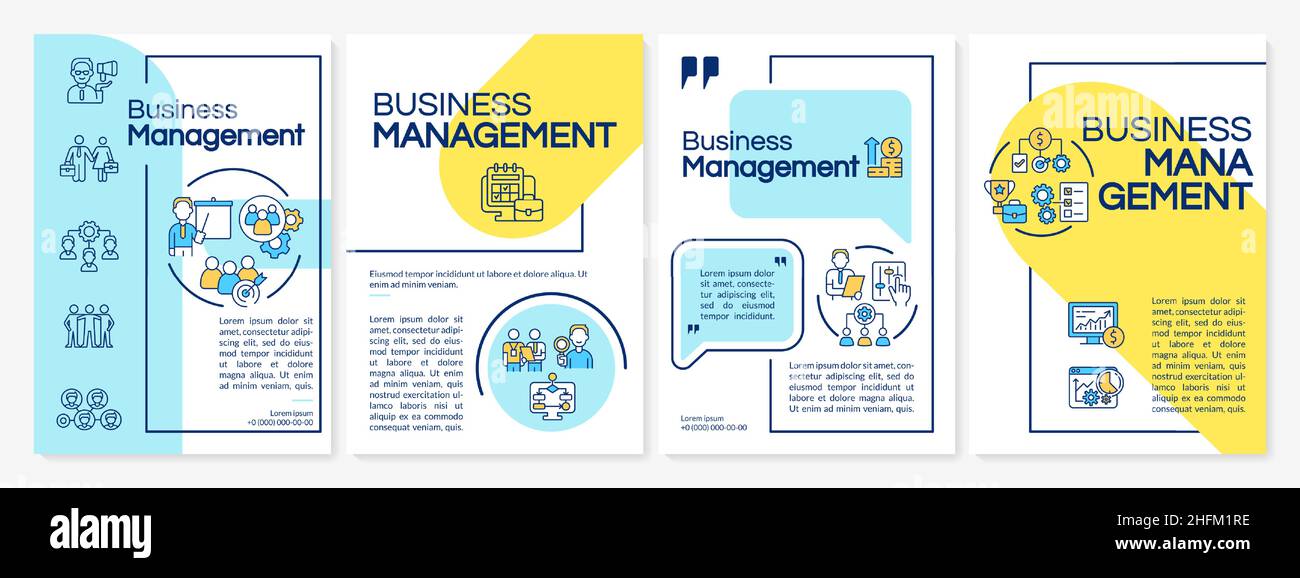Business mangement blue and yellow brochure template Stock Vector Image ...