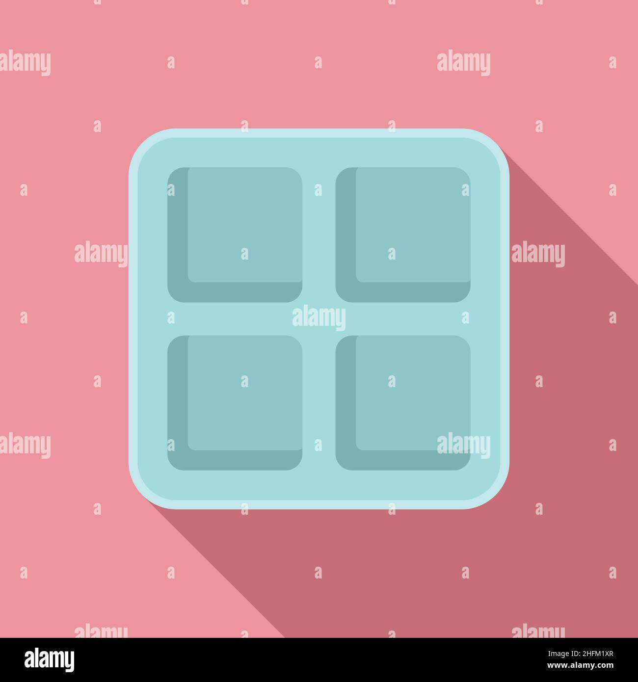 Water ice cube tray icon flat vector. Kitchen container. Melt form ...