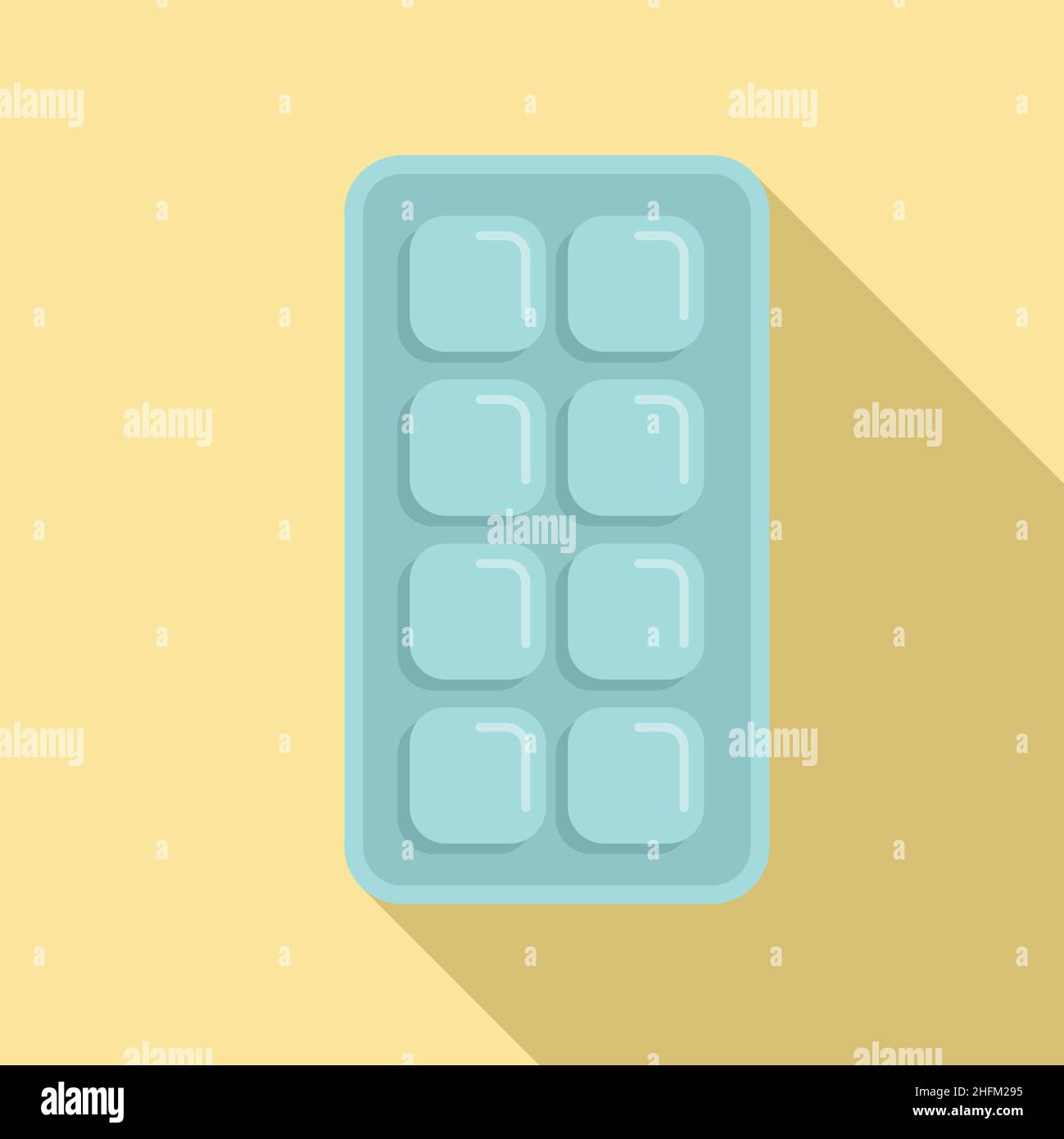 Open ice cube tray icon flat vector. Water container. Kitchen ice Stock ...