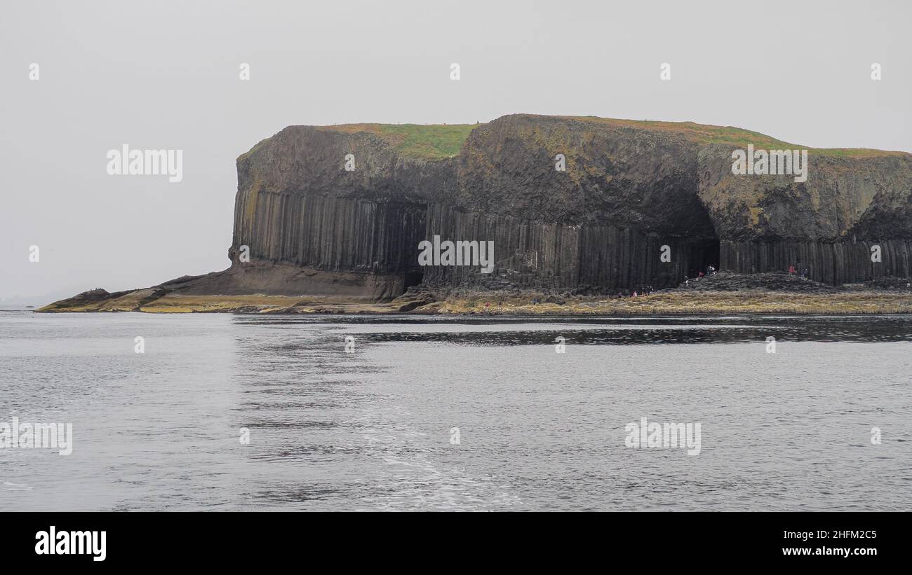 Fingals Cave and hexagonal volcanic basalt rock columns Isle of Staffa ...