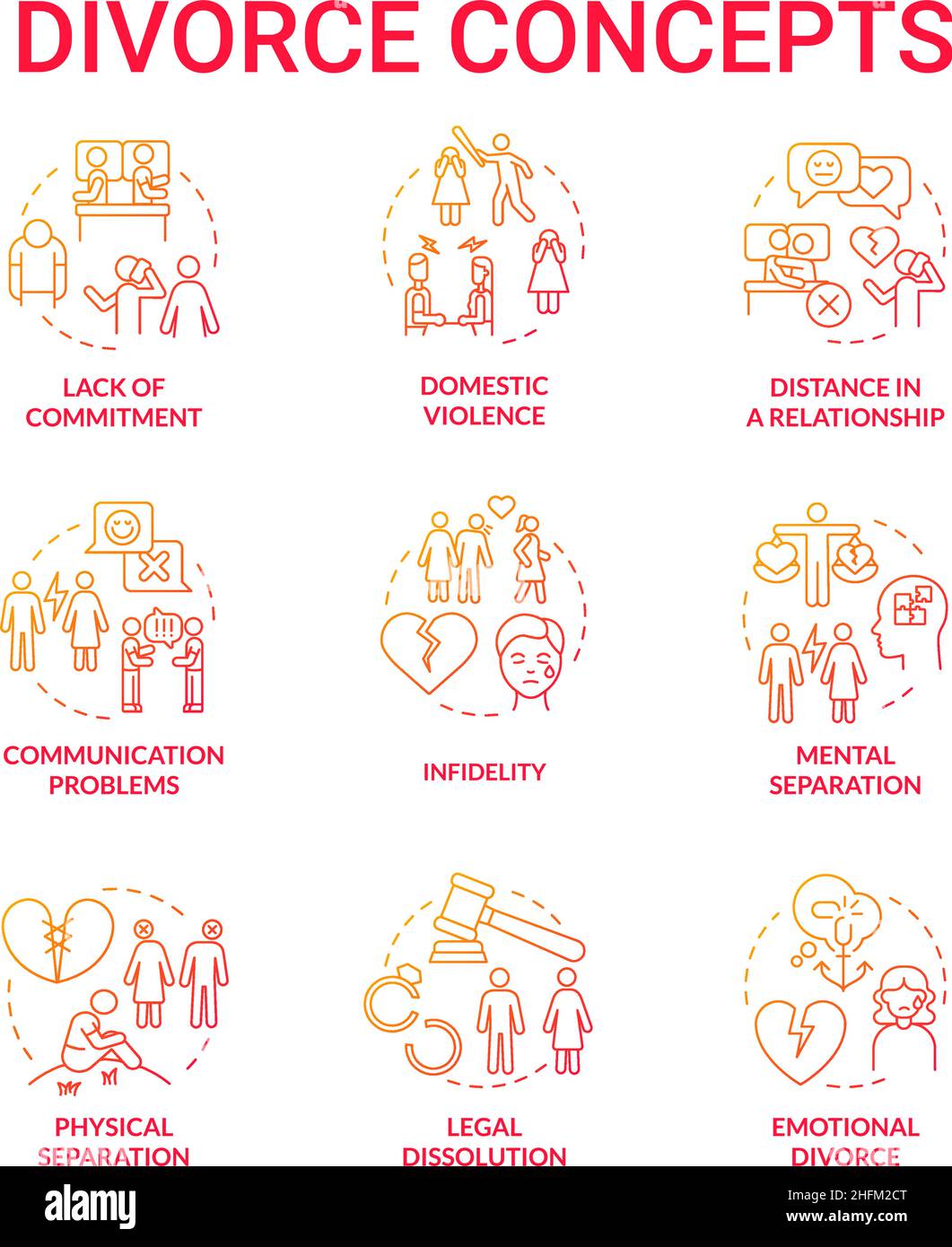 Divorce red gradient concept icons set Stock Vector Image & Art - Alamy