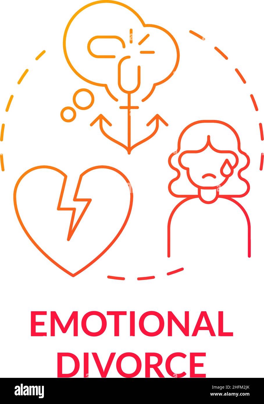 Emotional divorce red gradient concept icon Stock Vector Image & Art ...