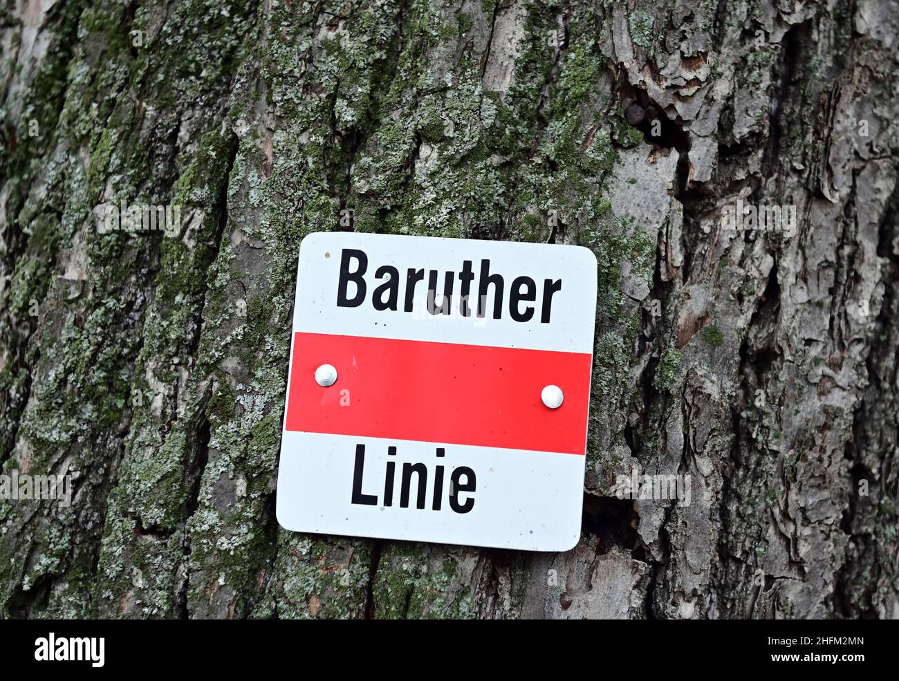 13 January 2022, Brandenburg, Baruth: A signpost "Baruther Linie" is ...