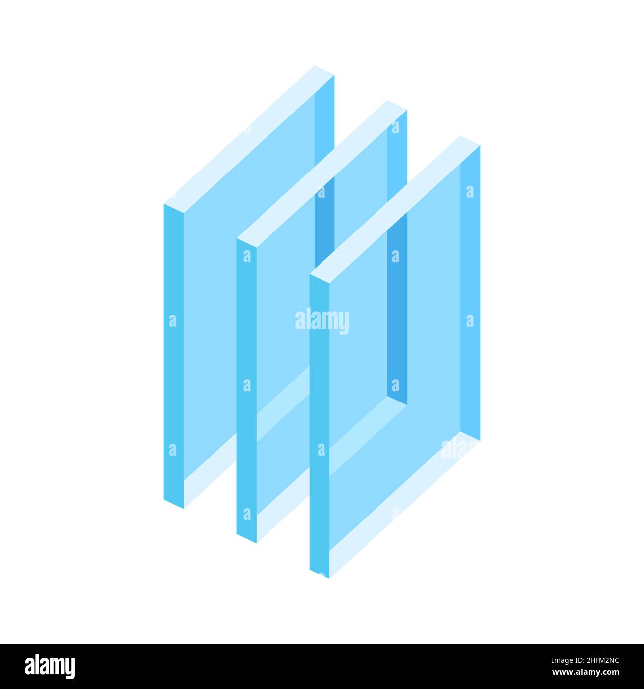 Illustration of glass layers. Cross section double glazed window Stock ...
