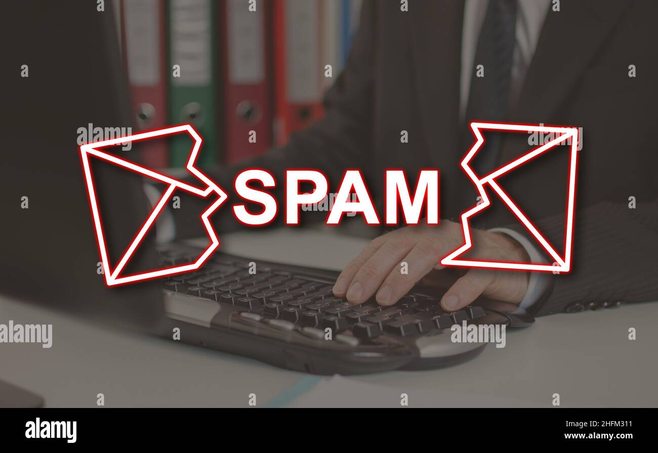 Spam concept illustrated by a picture on background Stock Photo - Alamy