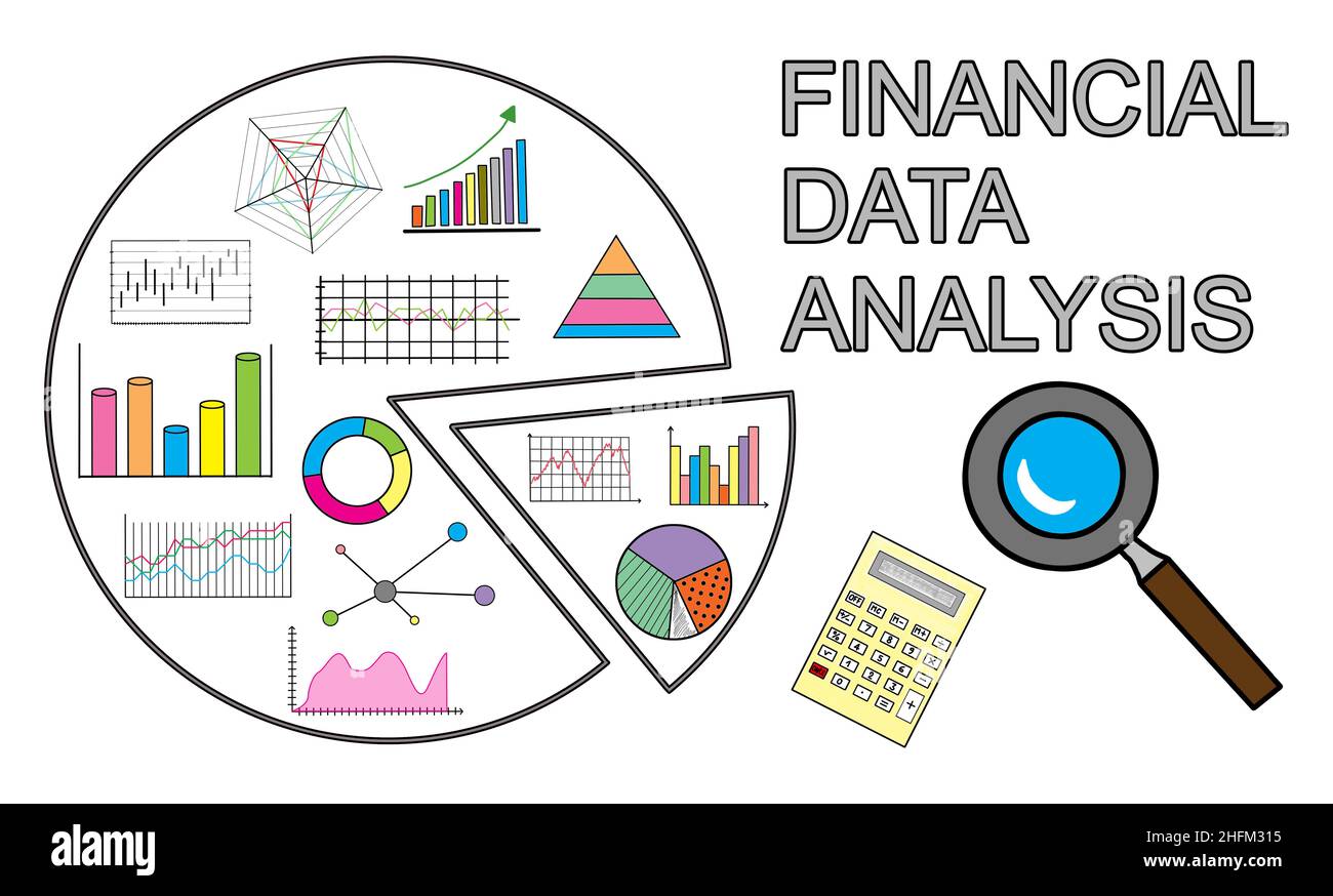 Financial data analysis concept drawn on a white background Stock Photo ...