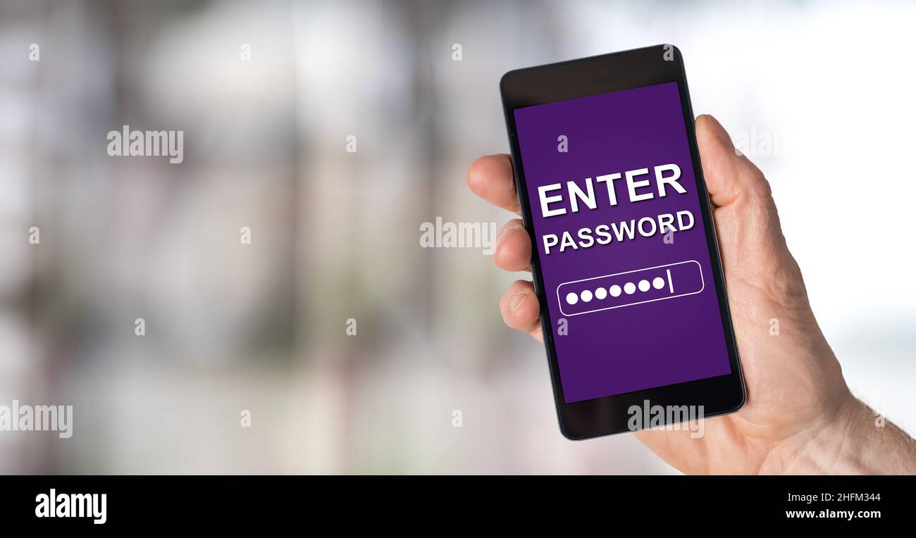 Smartphone screen displaying a password concept Stock Photo - Alamy