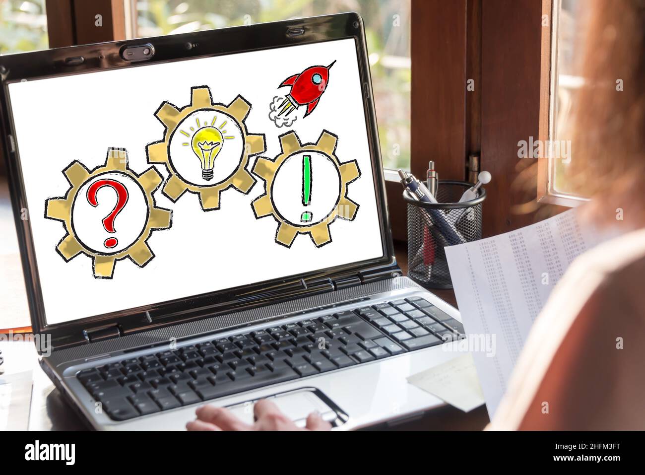 Laptop screen showing problem solving concept Stock Photo - Alamy