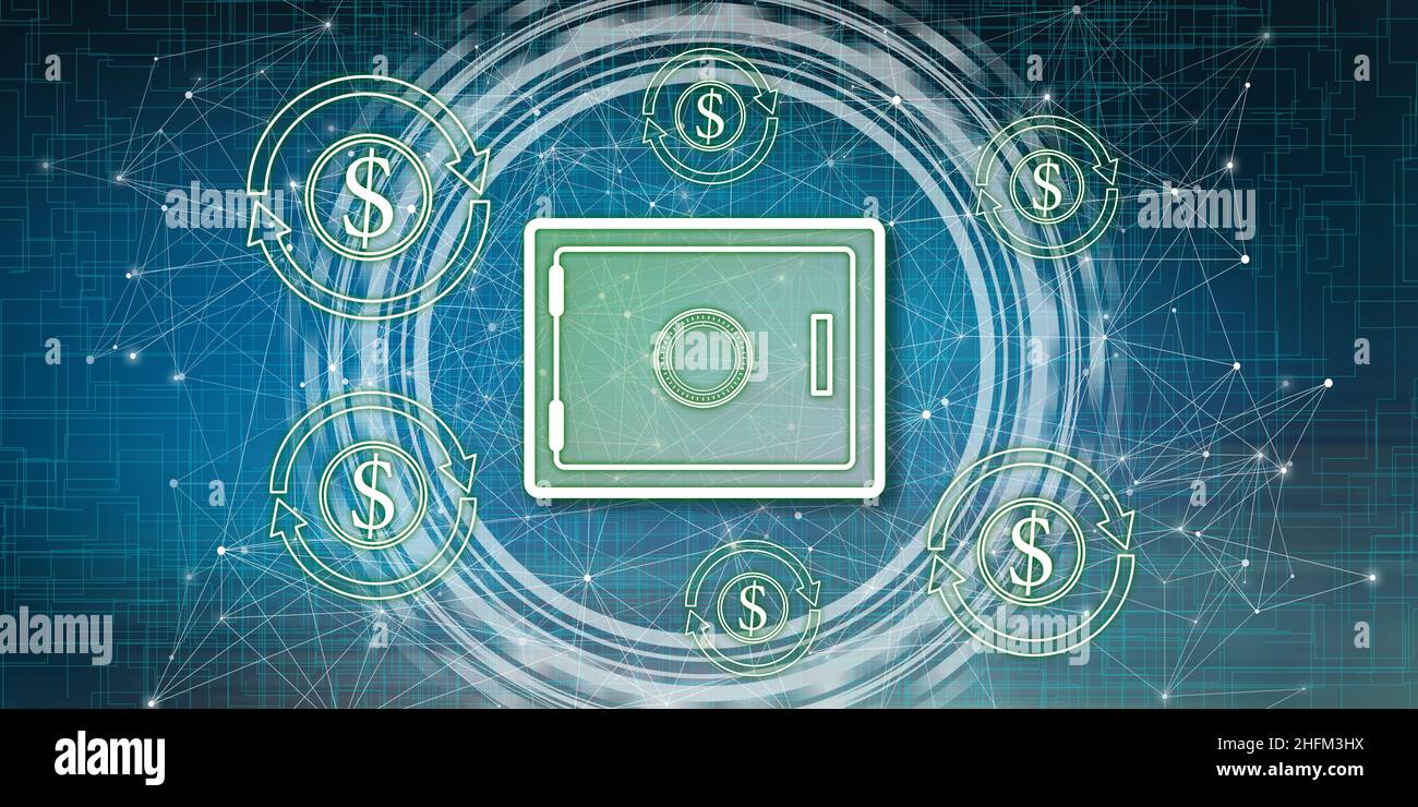 Illustration of a secure money transfer concept Stock Photo - Alamy