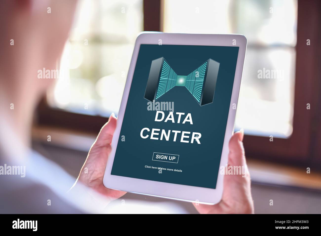Tablet screen displaying a data center concept Stock Photo - Alamy