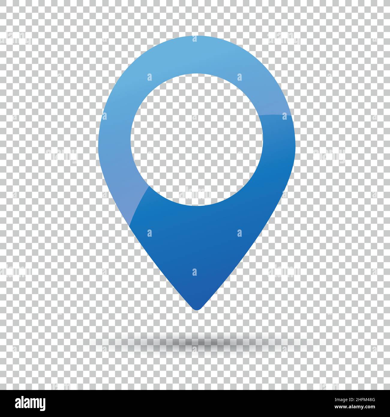Shiny glossy blue map pointer Navigator symbol on checked transparent ...