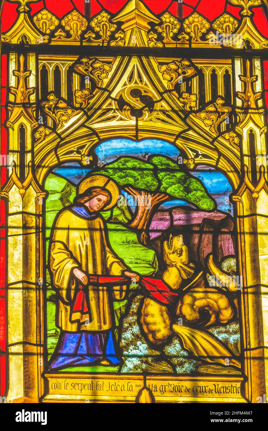 Colorful Saint Vigor Dragon Stained Glass Basilica Bayeux Cathedral Our ...