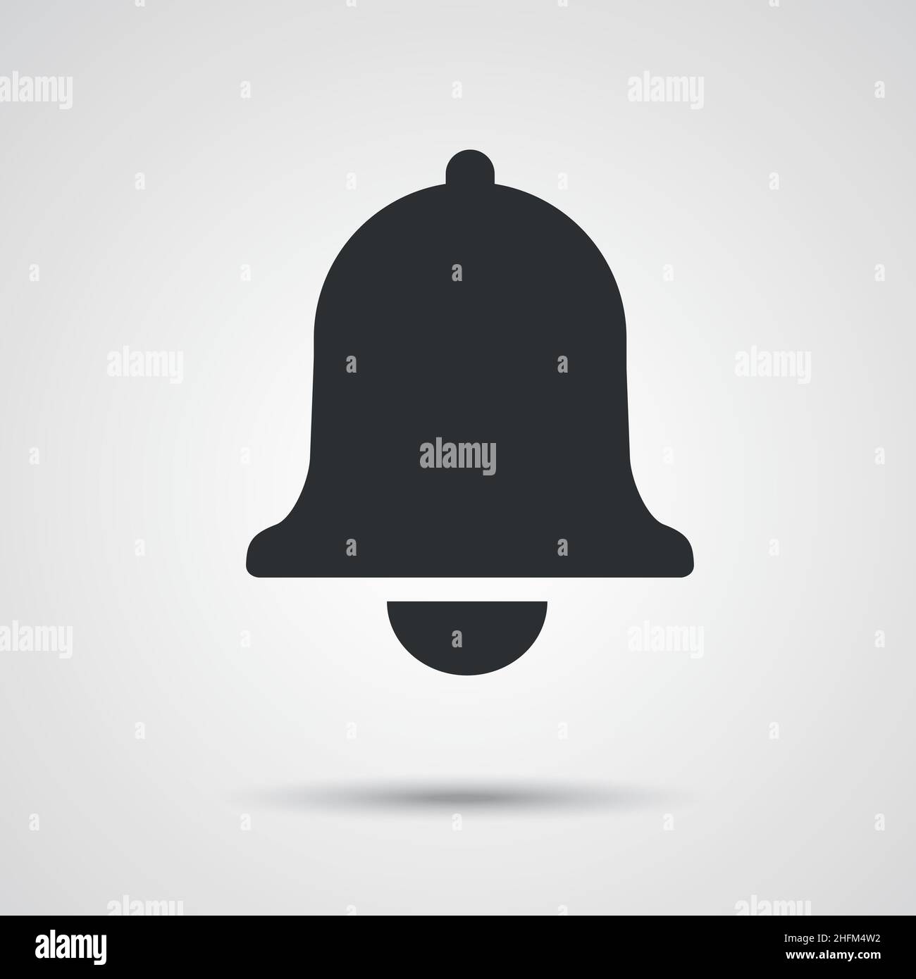 Bell Icon flat style isolated on on gray background. Notification ...