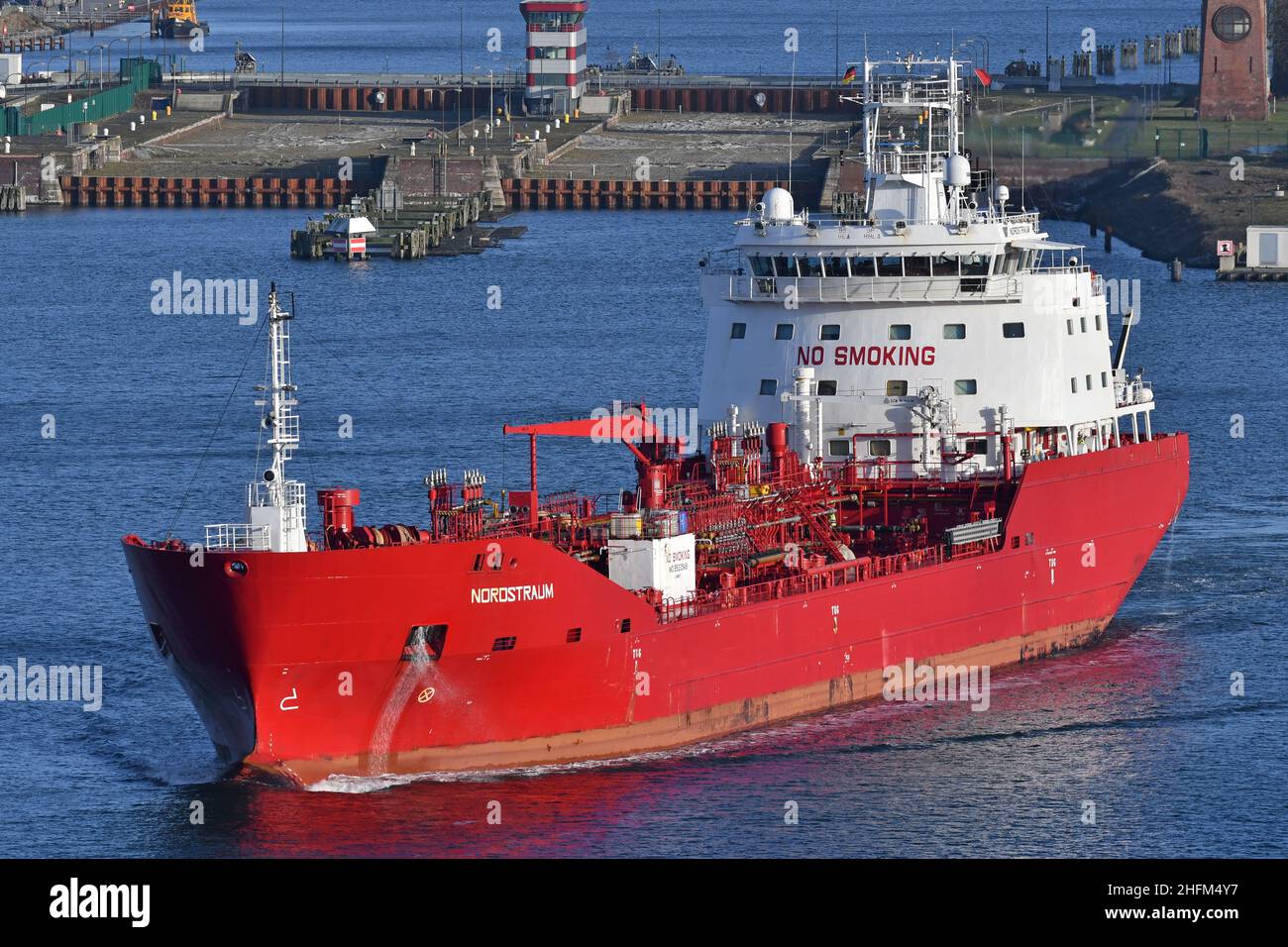 Chemical / Oil Products Tanker NORDSTRAUM passing the Kiel Canal Stock ...