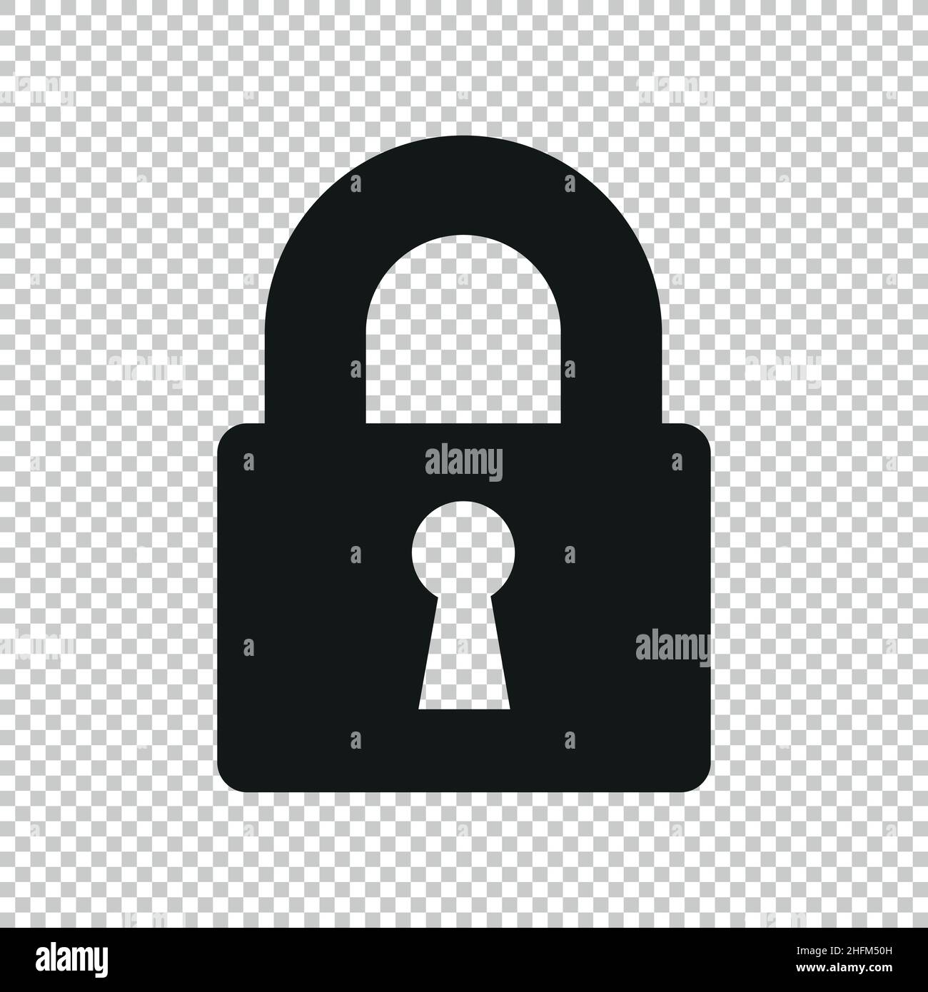 Lock icon template on checked transparent background. Vector ...