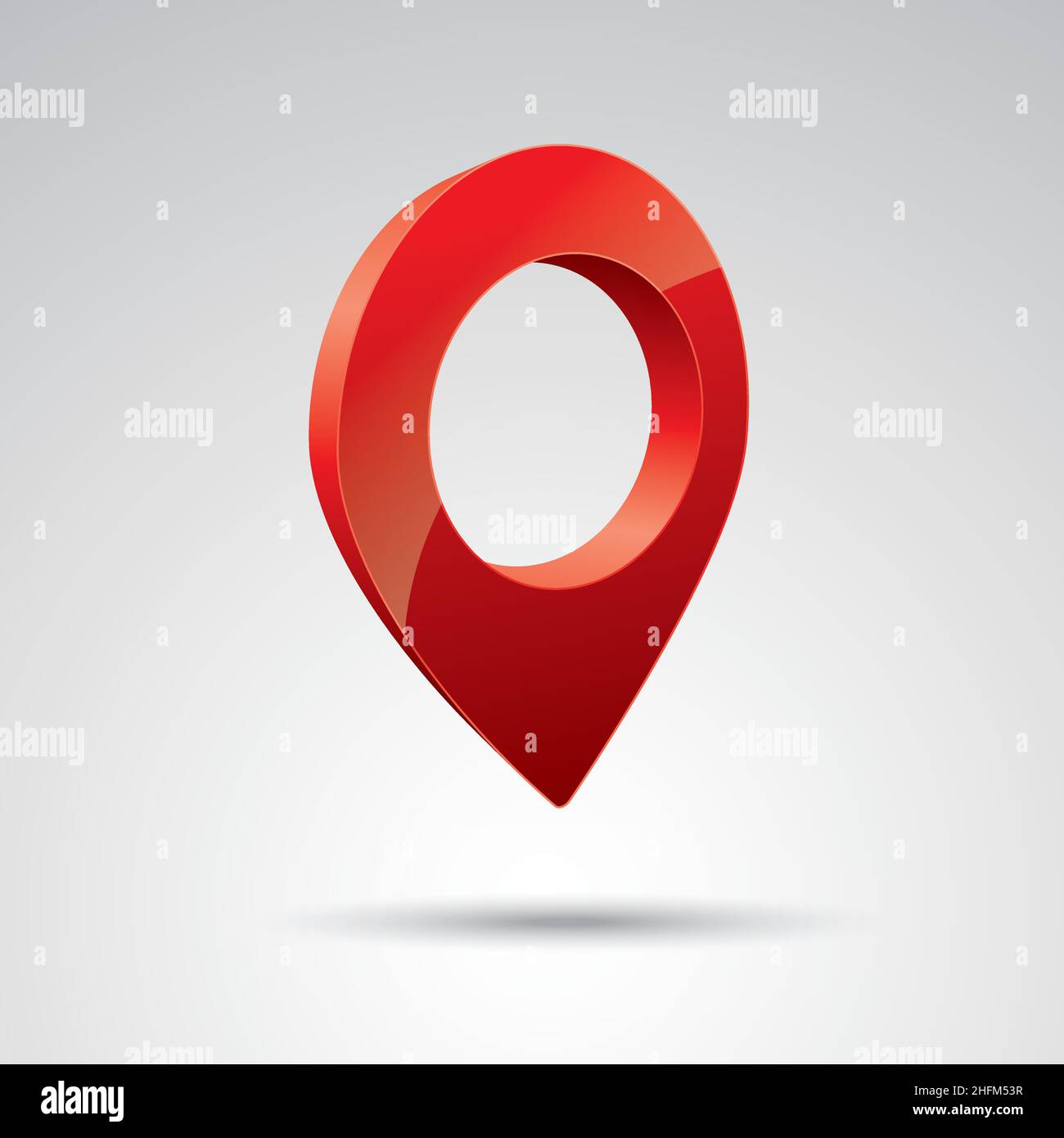 3D GPS Map pointer icon in flat glossy style. Navigator symbol on gray background. Vector ...
