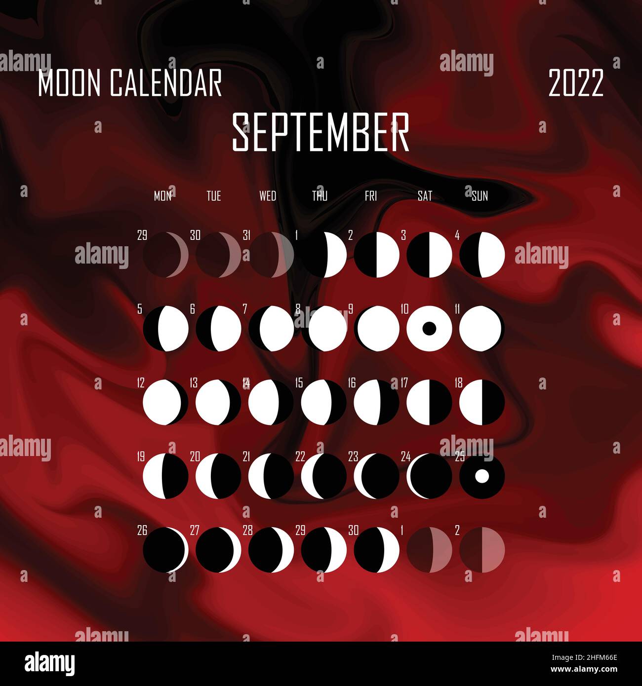 SEPTEMBER 2022 Moon calendar. Astrological calendar design. planner ...
