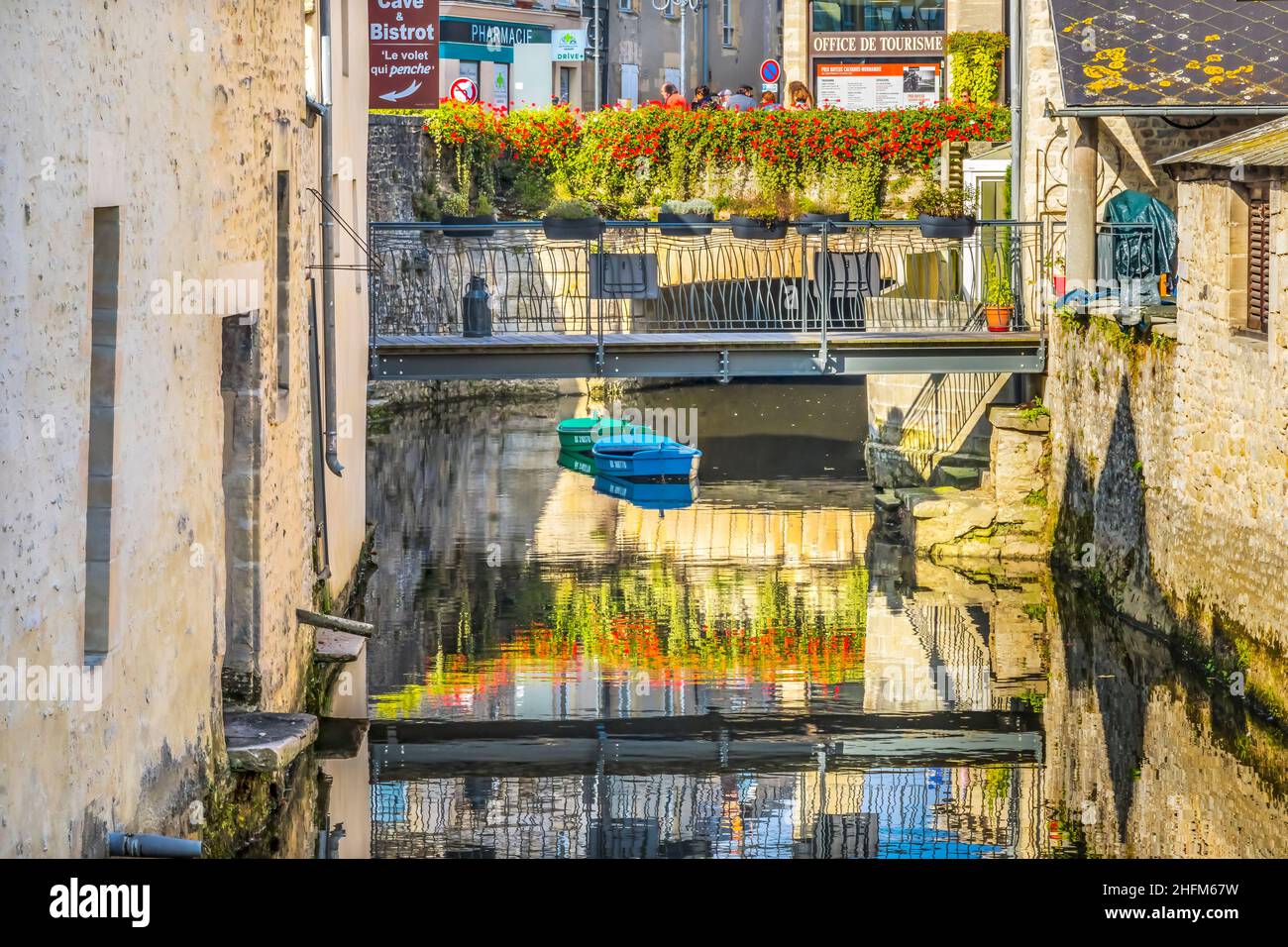 Colorful Old Buildings Aure River Reflection Bayeux Center Normandy ...