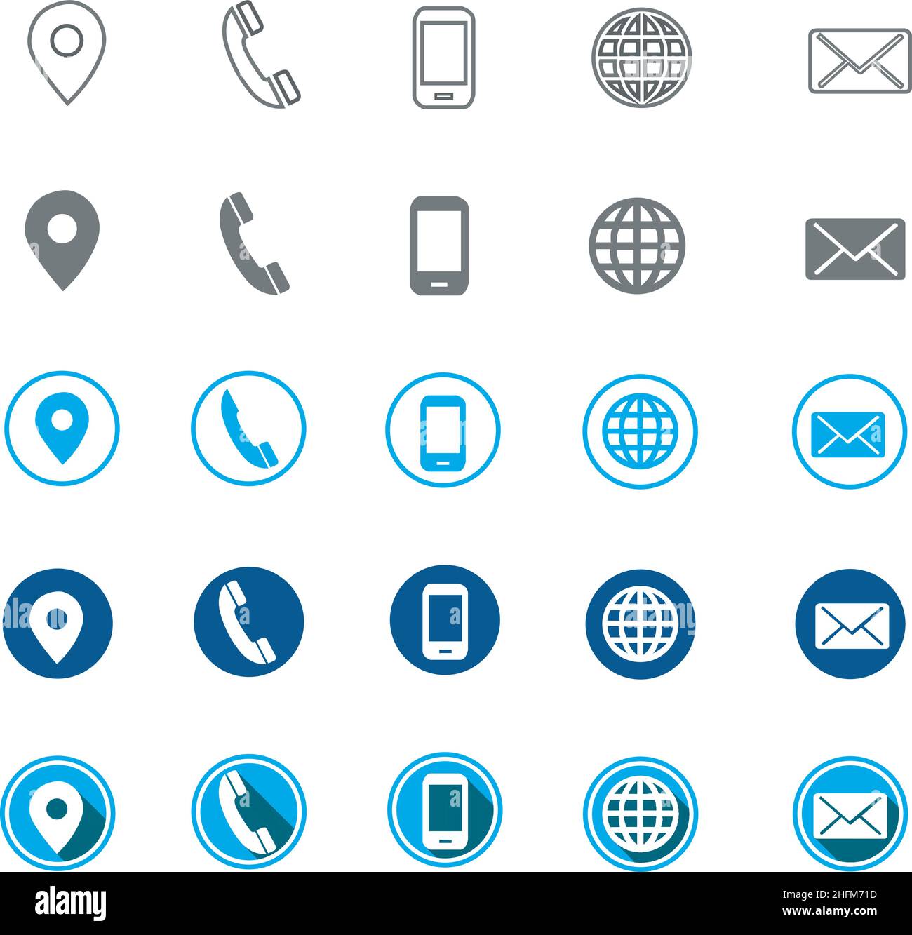 5 different contact information web icon, all 25 icons in vector format ...