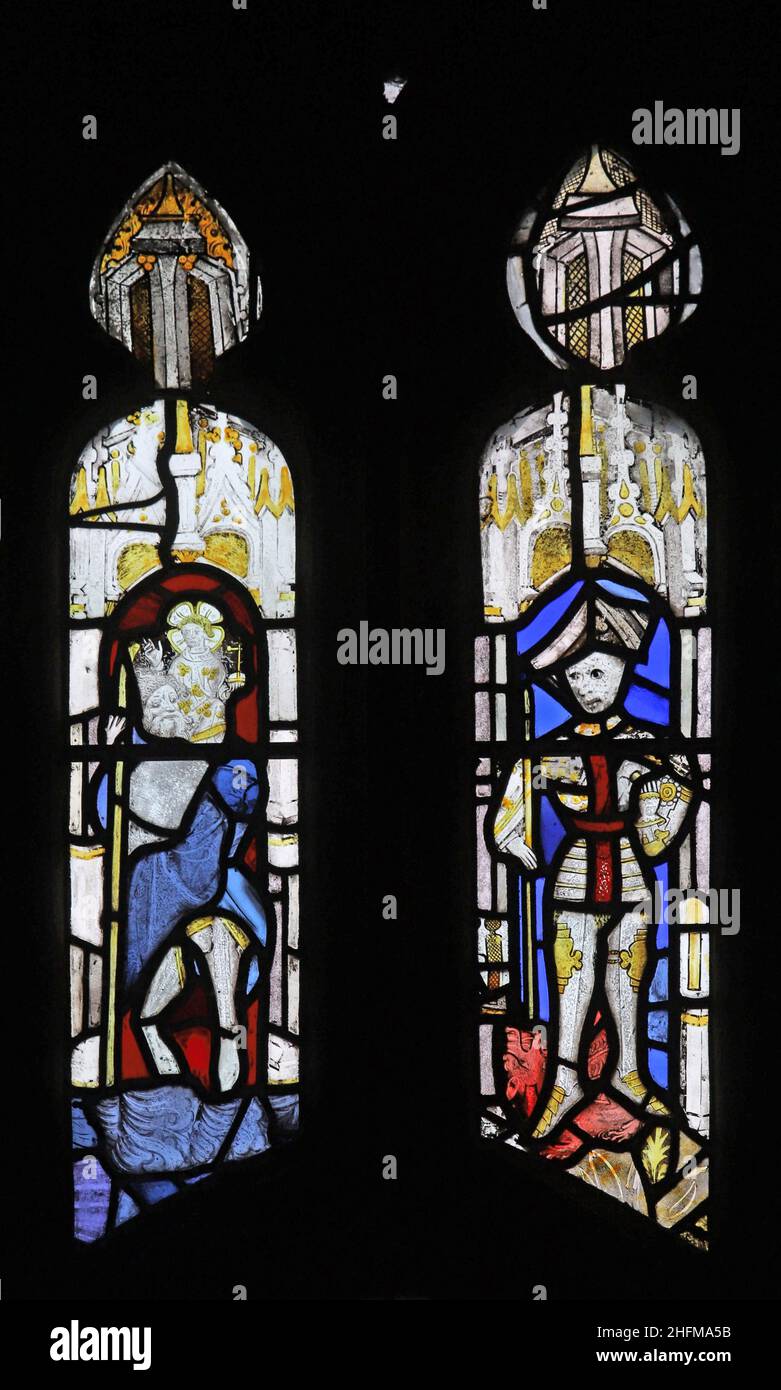 Medieval stained glass windows, 15th Cenrury; St Christopher & St ...