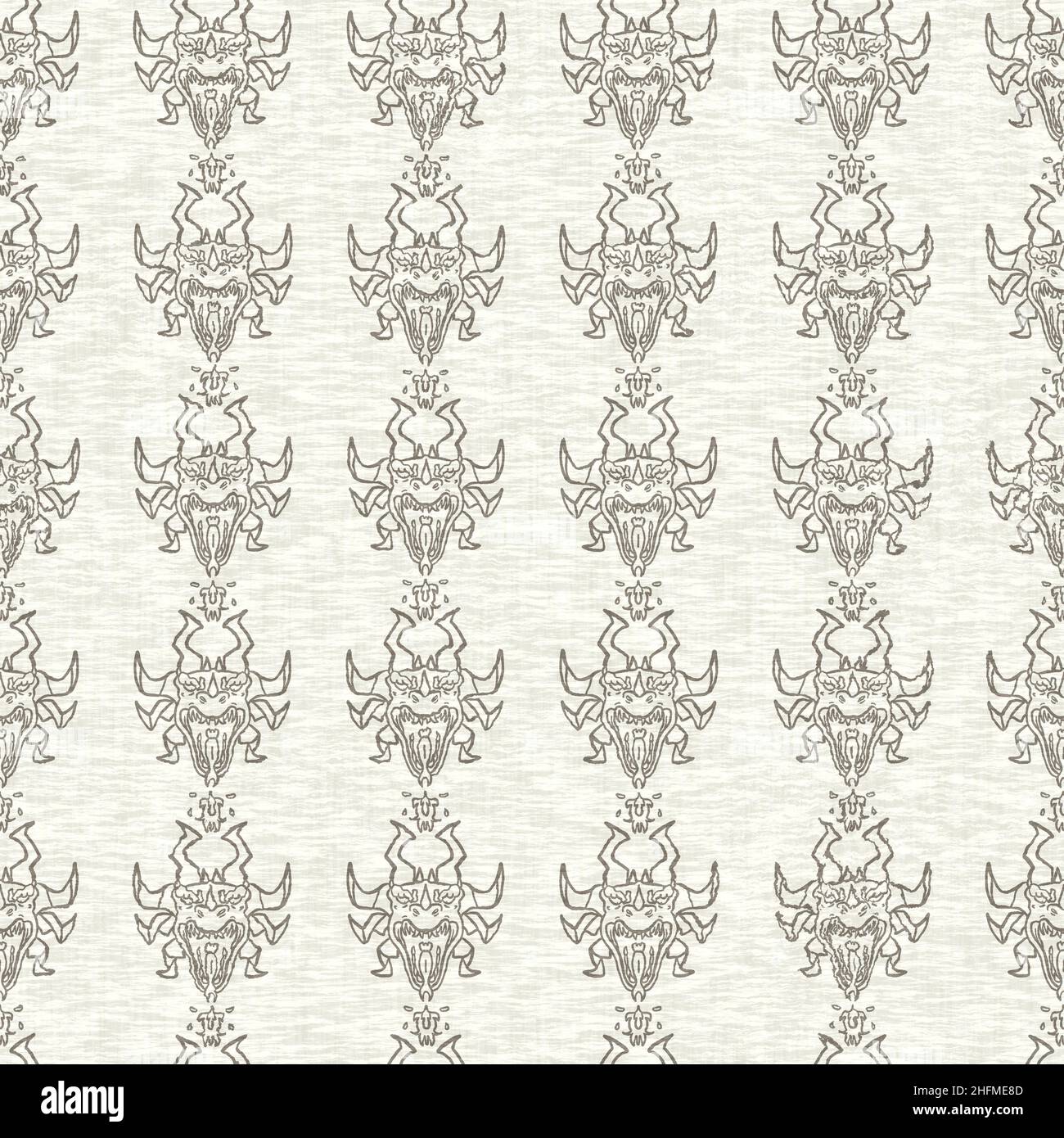 Dragon linen effect texture pattern. Seamless woven mythical reptile ...