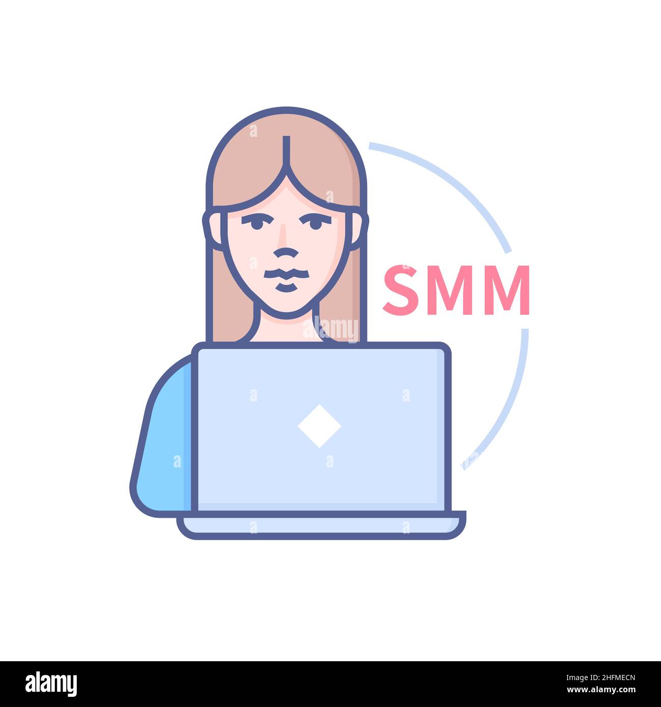 SMM specialist - modern colored line design style icon on white ...