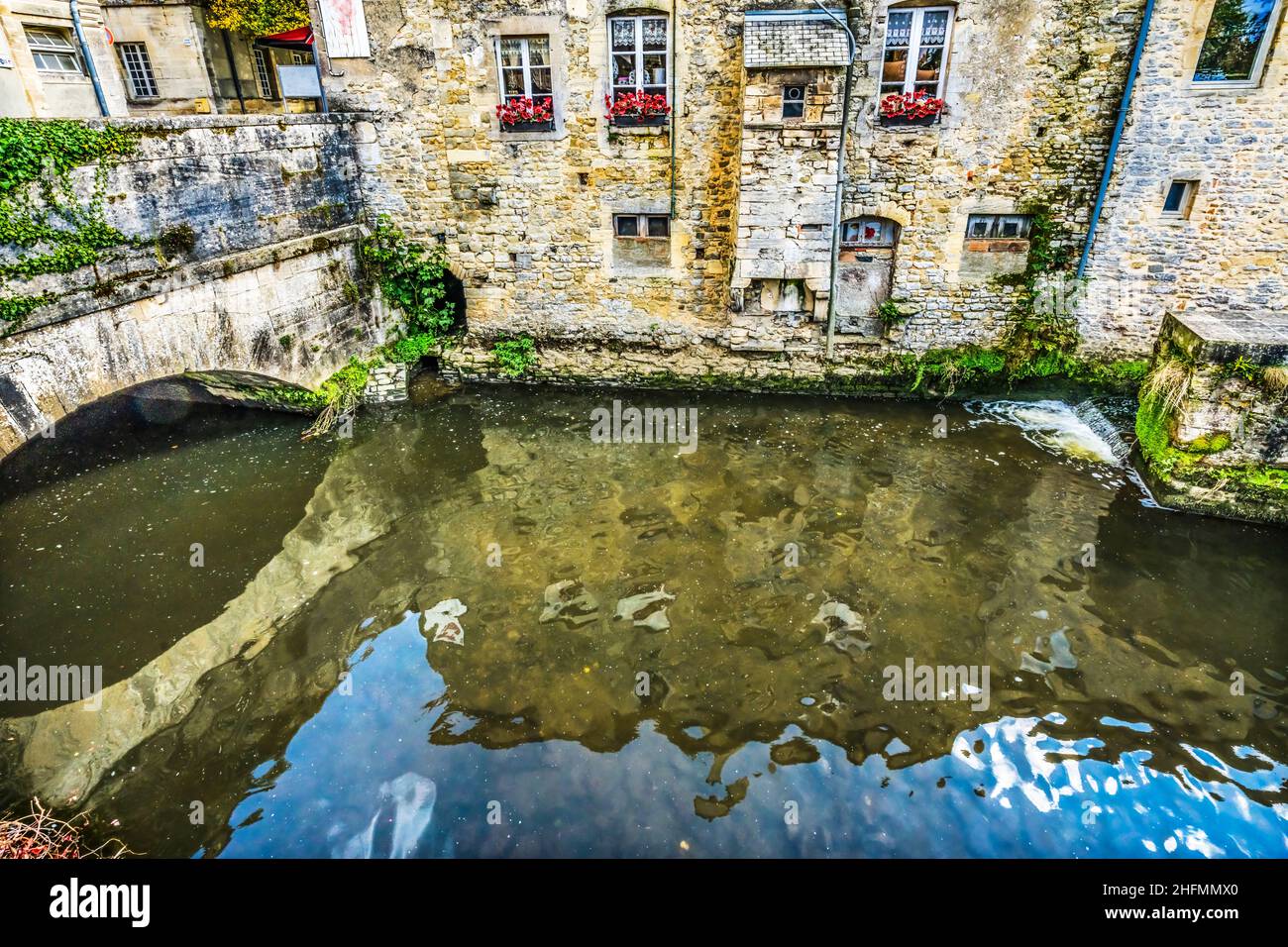 Colorful Old Buildings Aure River Reflection Bayeux Center Normandy ...