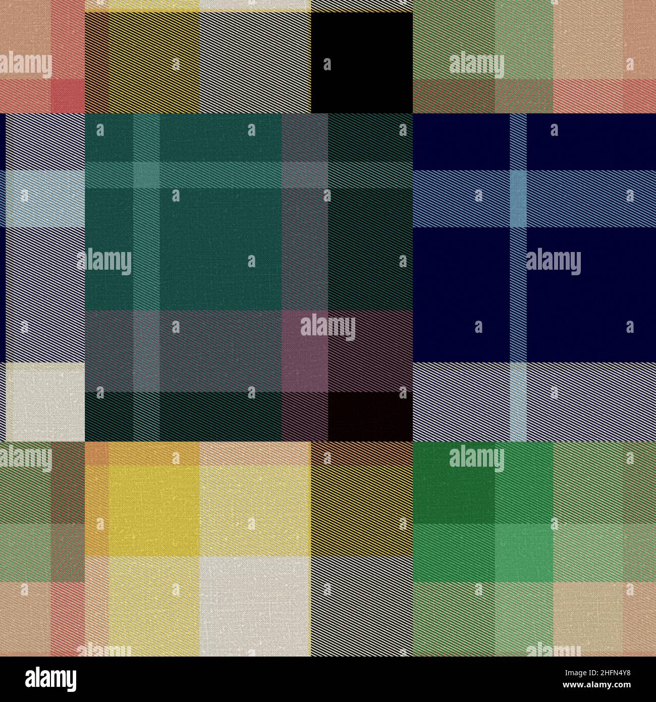 Seamless madras patchwork plaid cotton pattern. Tileable quilting ...