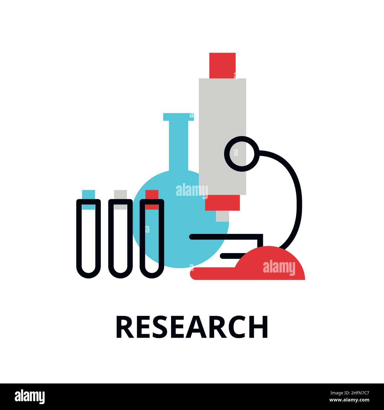 Research icon, flat thin line vector illustration, for graphic and web ...