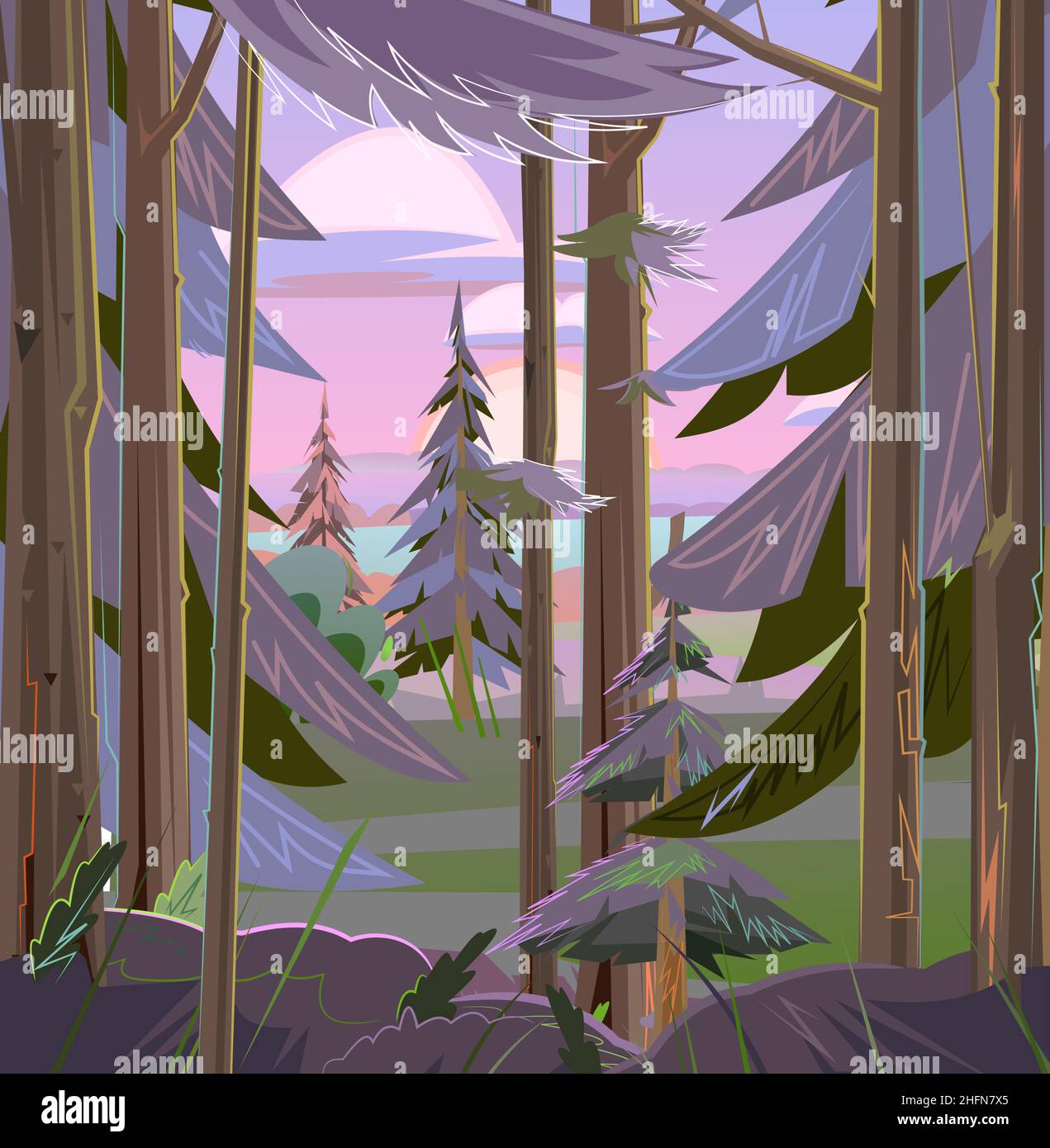Scenic view forest dense Stock Vector Images - Alamy
