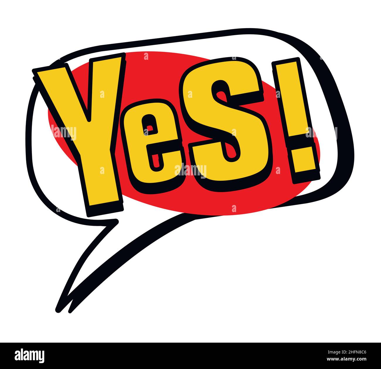 Yes! speech bubble in retro style. Vector illustration isolated on ...