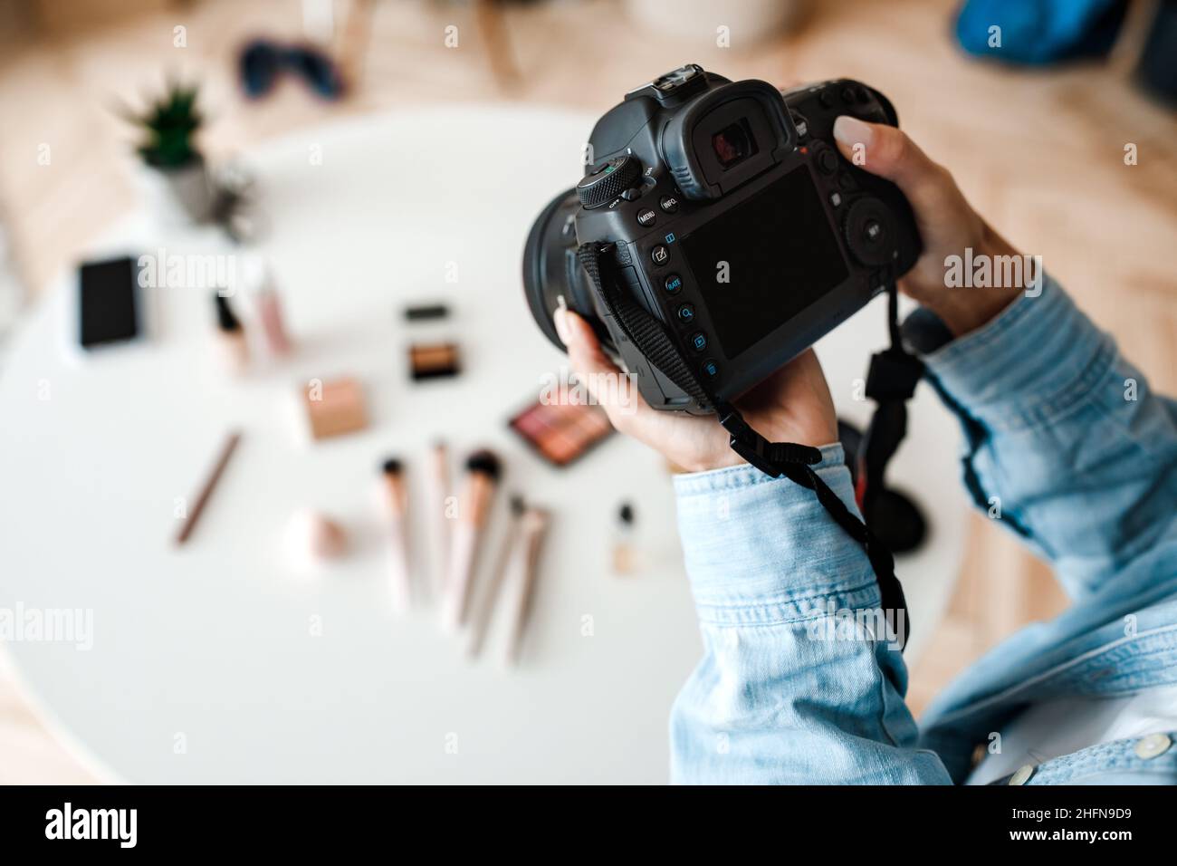 Object Photography. Unrecognizable Female Photographer Taking Photo Of ...