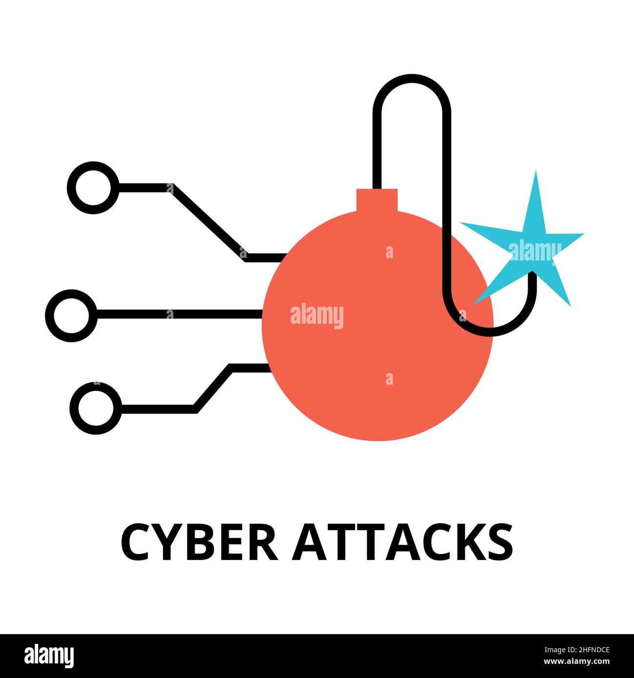 Modern flat design vector illustration, cyber attacks icon, for graphic ...