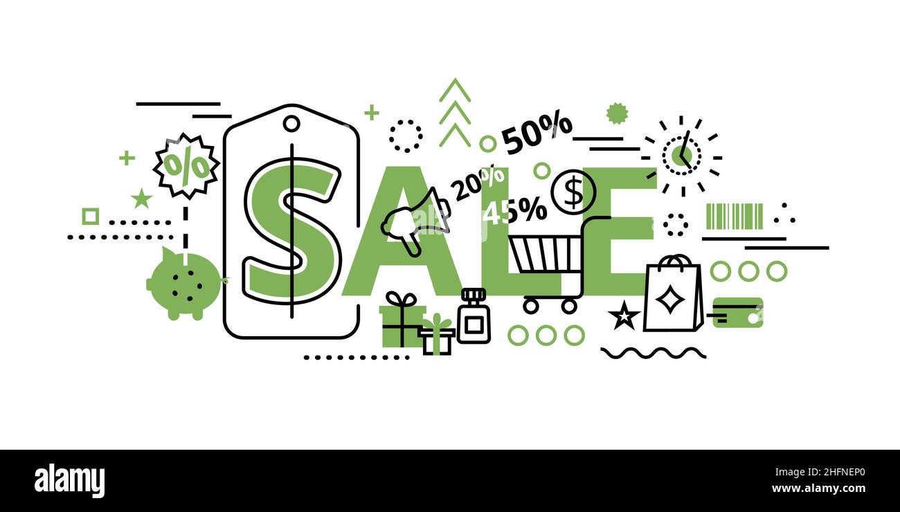 Modern flat editable line design vector illustration, sale concept in ...