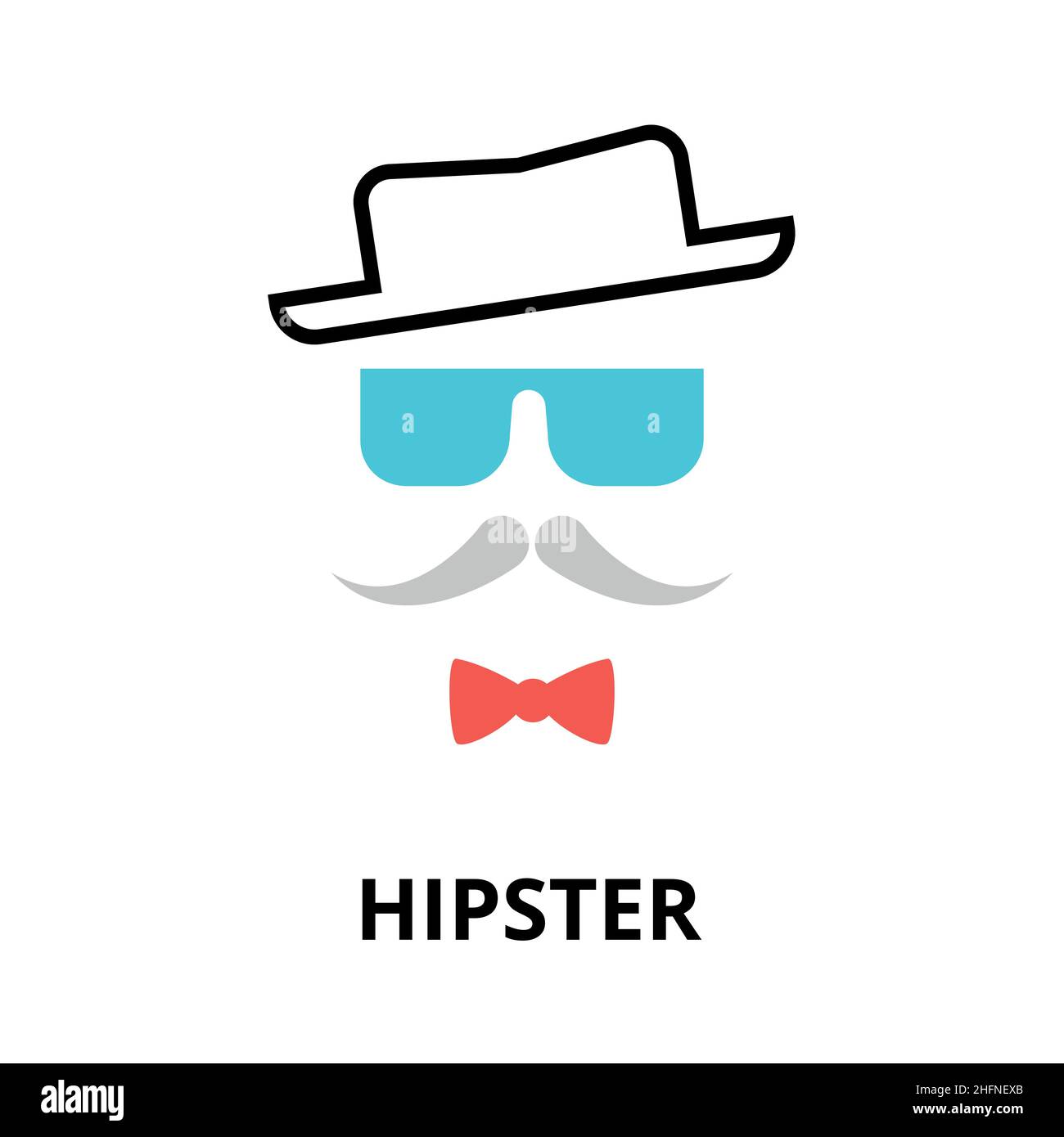 Modern flat thin line design vector illustration, icon of hipster image ...