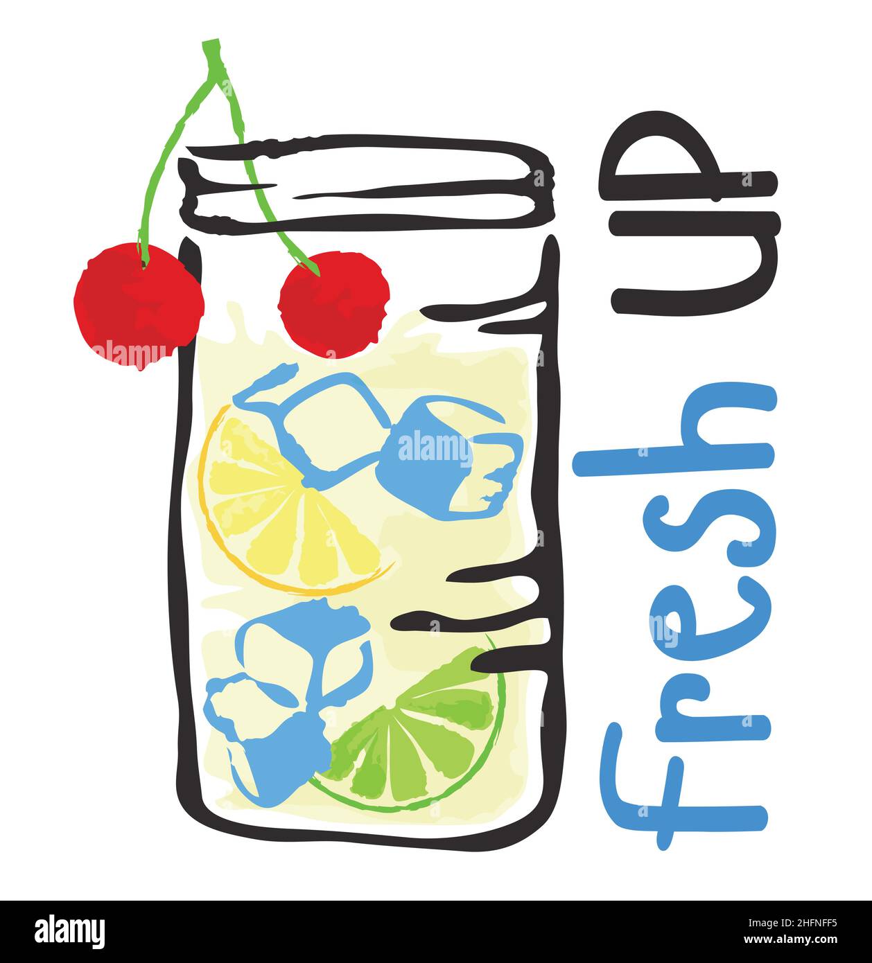 Fresh Up sticker. Vector illustration in watercolor style, for graphic ...