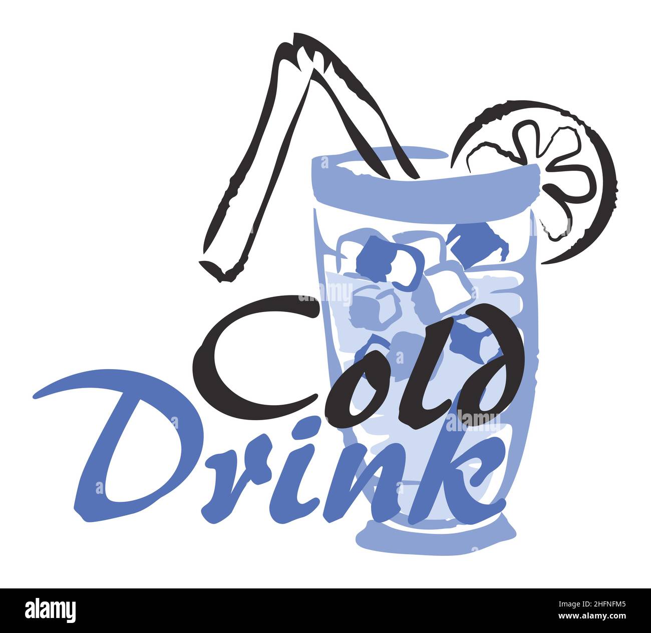 Cold Drink sticker. Vector illustration in watercolor style, for ...