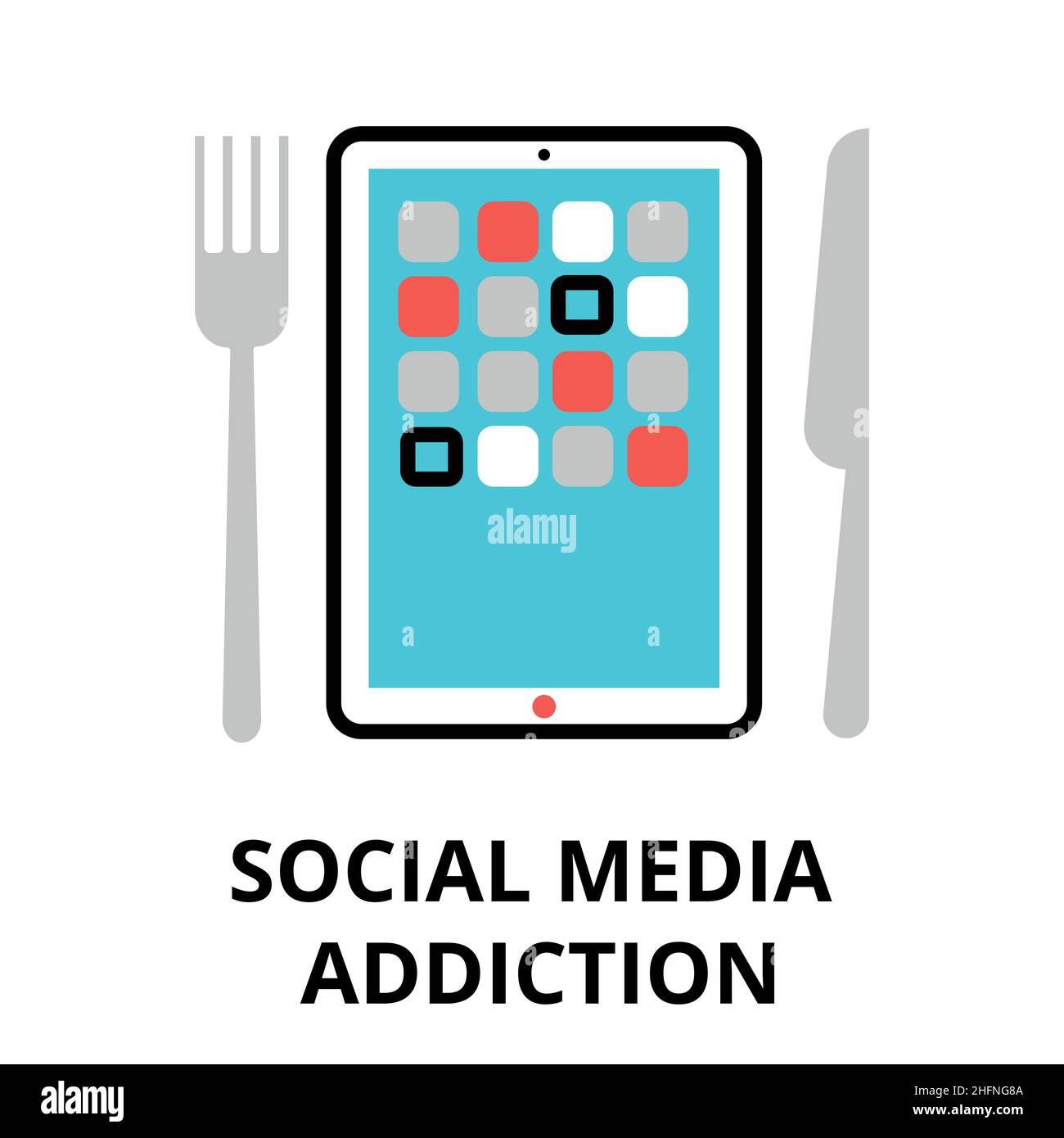 Modern flat thin line design vector illustration, concept of social ...