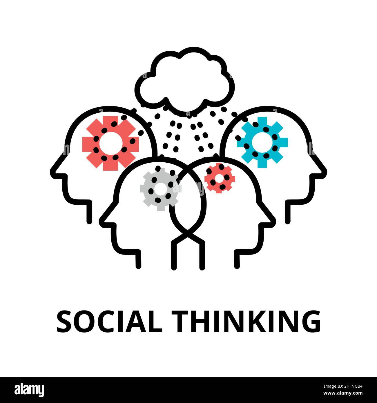 Social Thinking icon, flat thin line vector illustration, for graphic ...