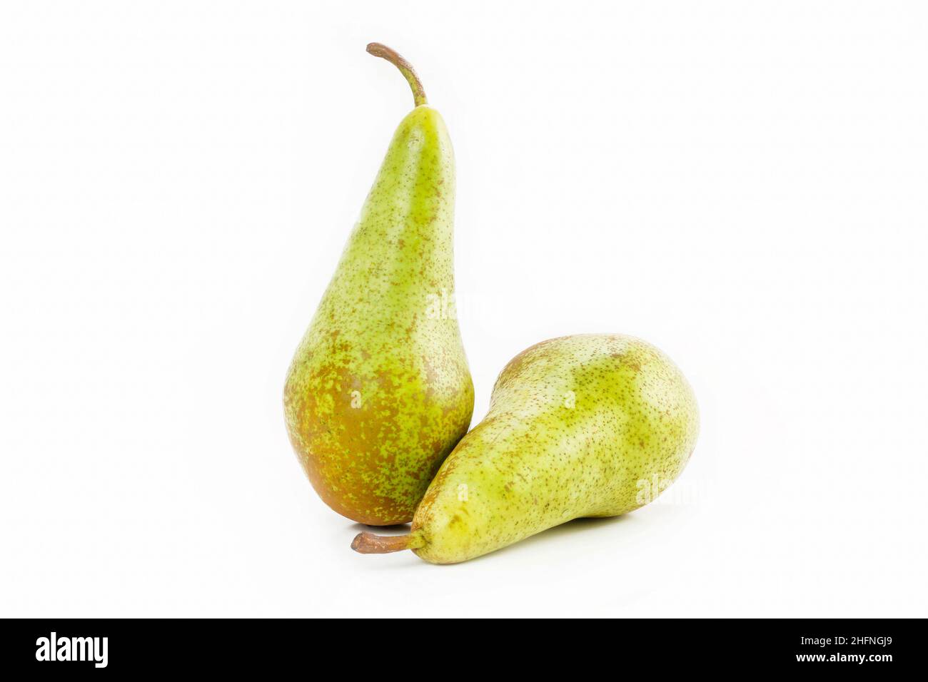 Two green pears isolated on white background. Healthy food Stock Photo ...