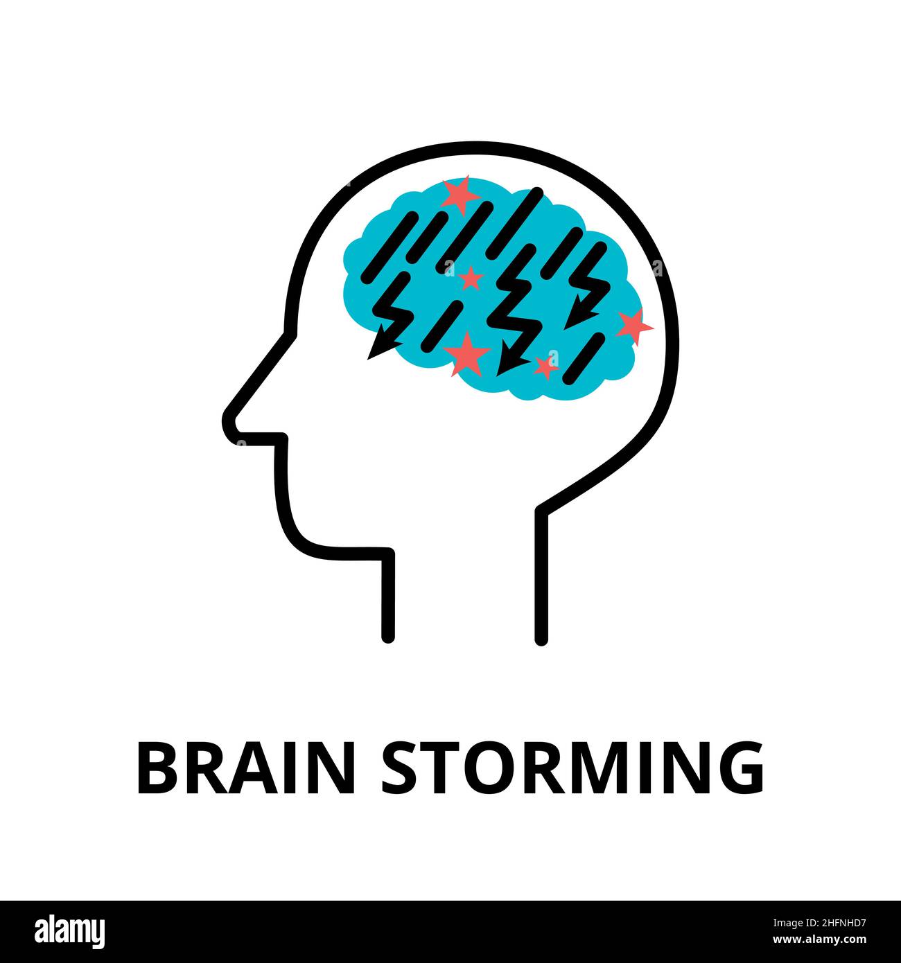 Brain Storming icon, flat thin line vector illustration, for graphic ...
