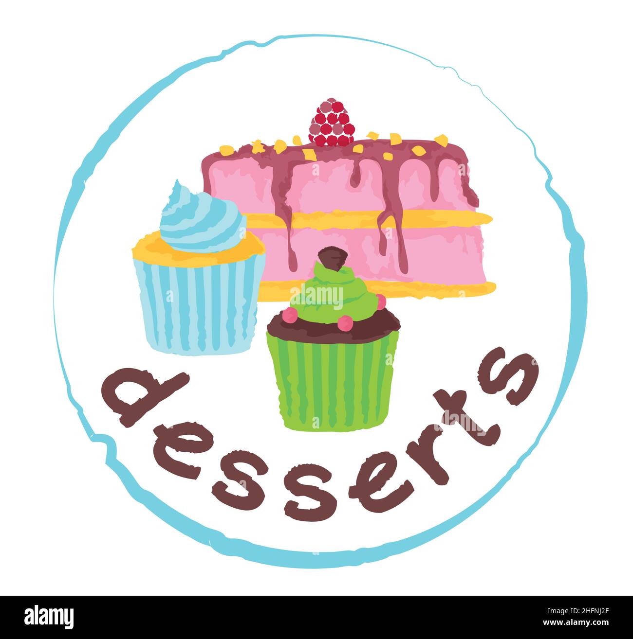 Desserts sticker. Vector illustration in watercolor style, for graphic ...