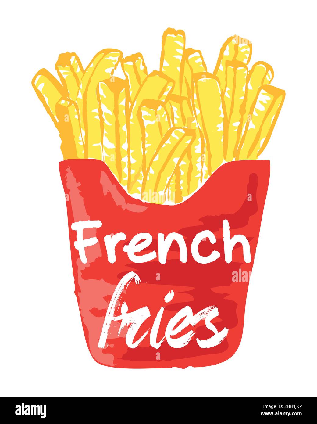 French Fries sticker. Vector illustration in watercolor style, for ...