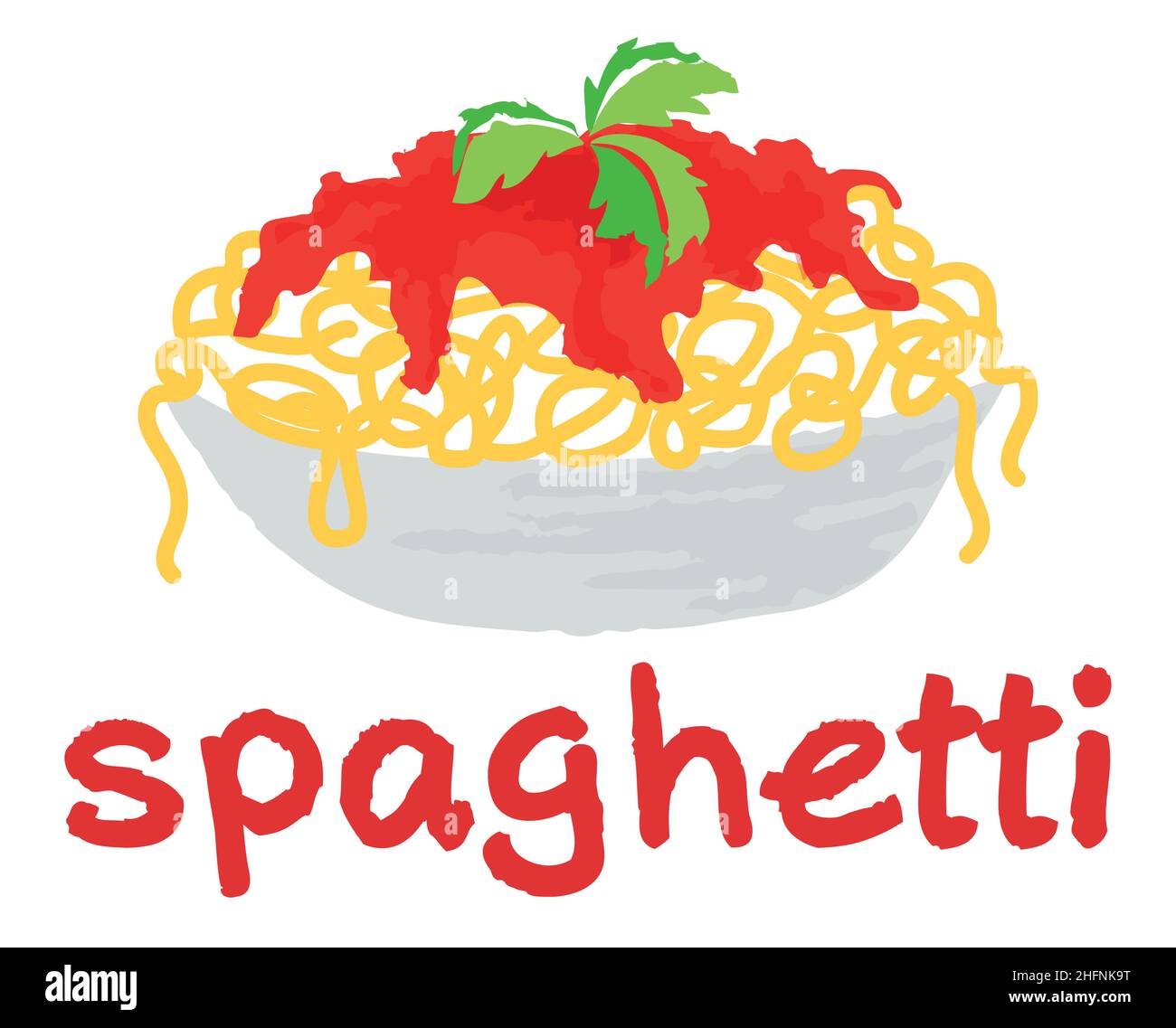 Spaghetti sticker. Vector illustration in watercolor style, for graphic ...
