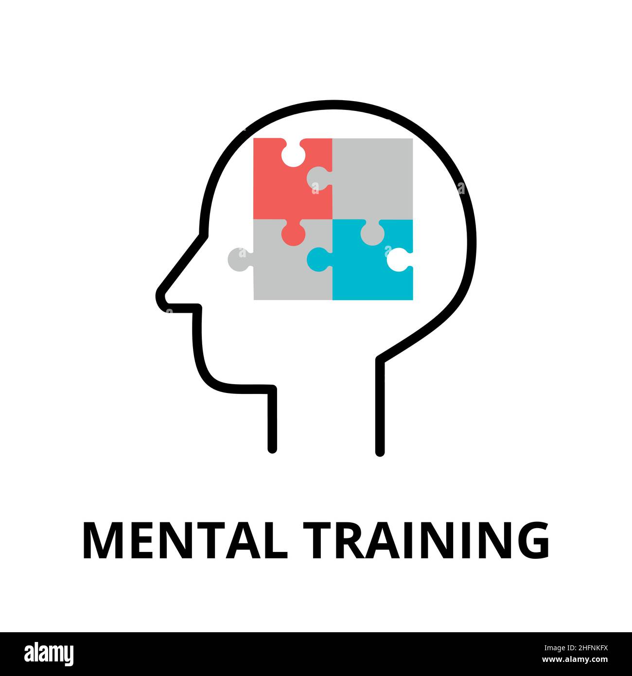 Mental Training icon, flat thin line vector illustration, for graphic ...