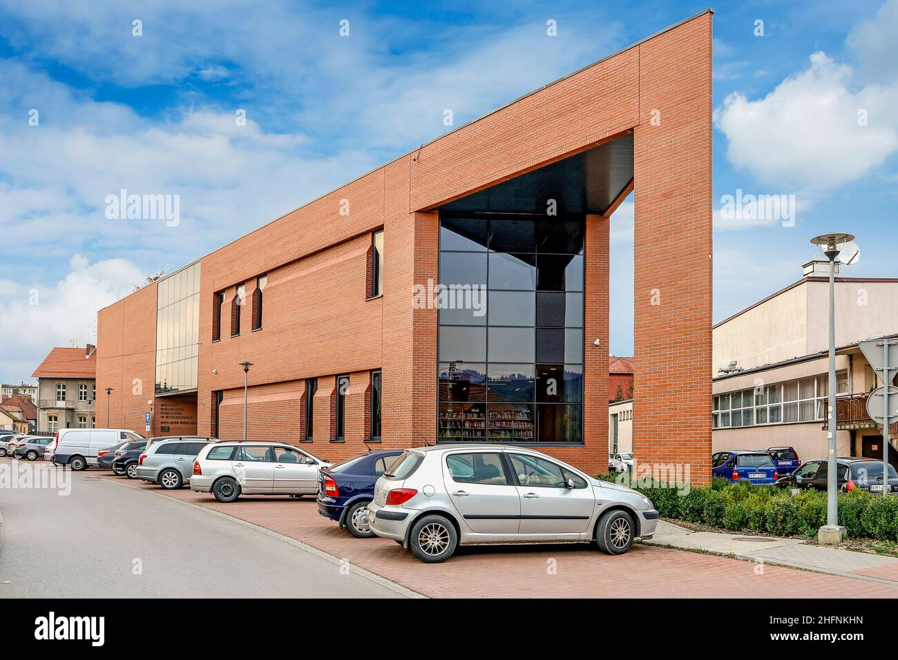 Modern library building in Myslenice, Poland Stock Photo - Alamy