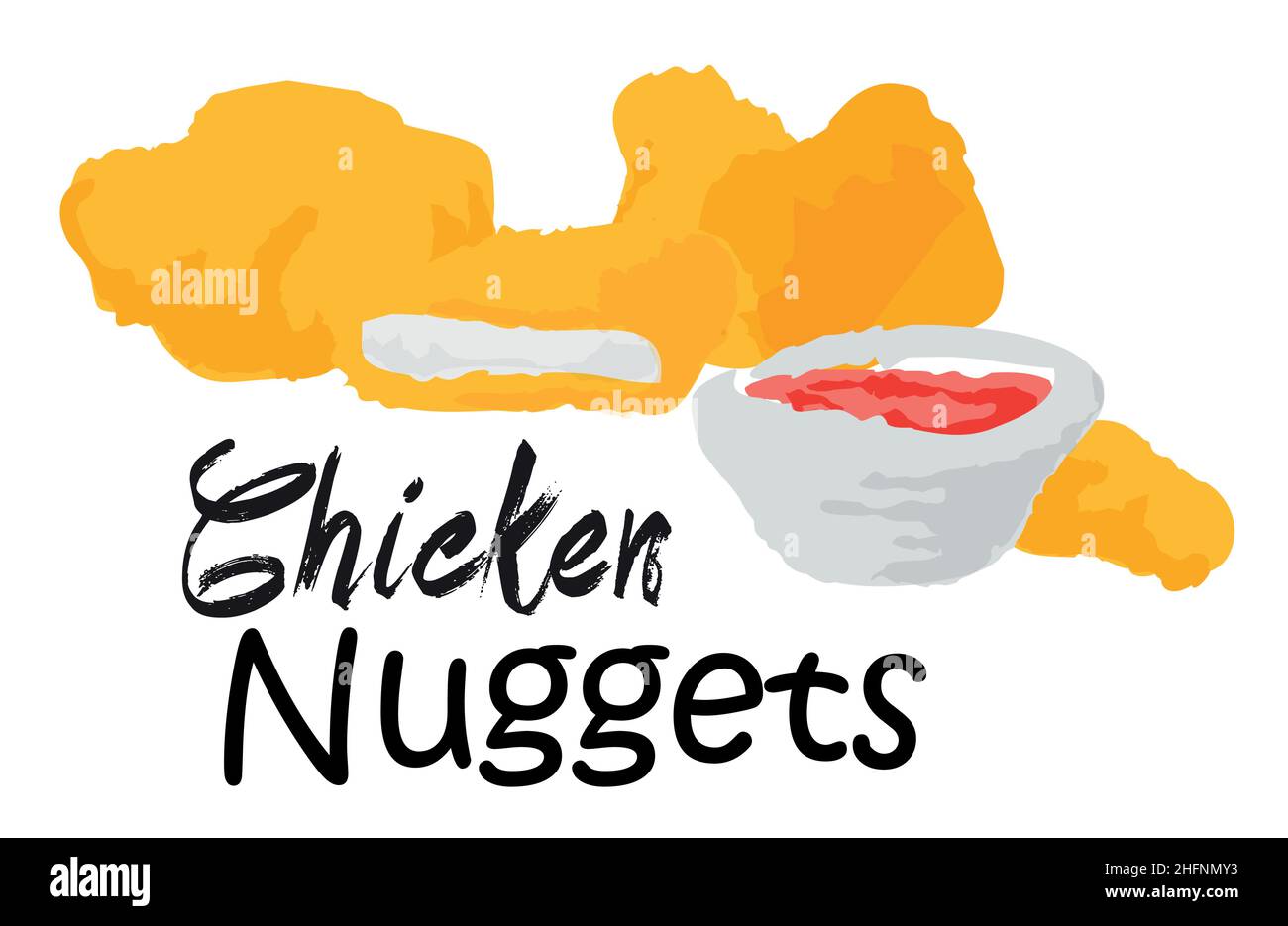 Chicken Nuggets. Vector illustration in watercolor style, for graphic ...