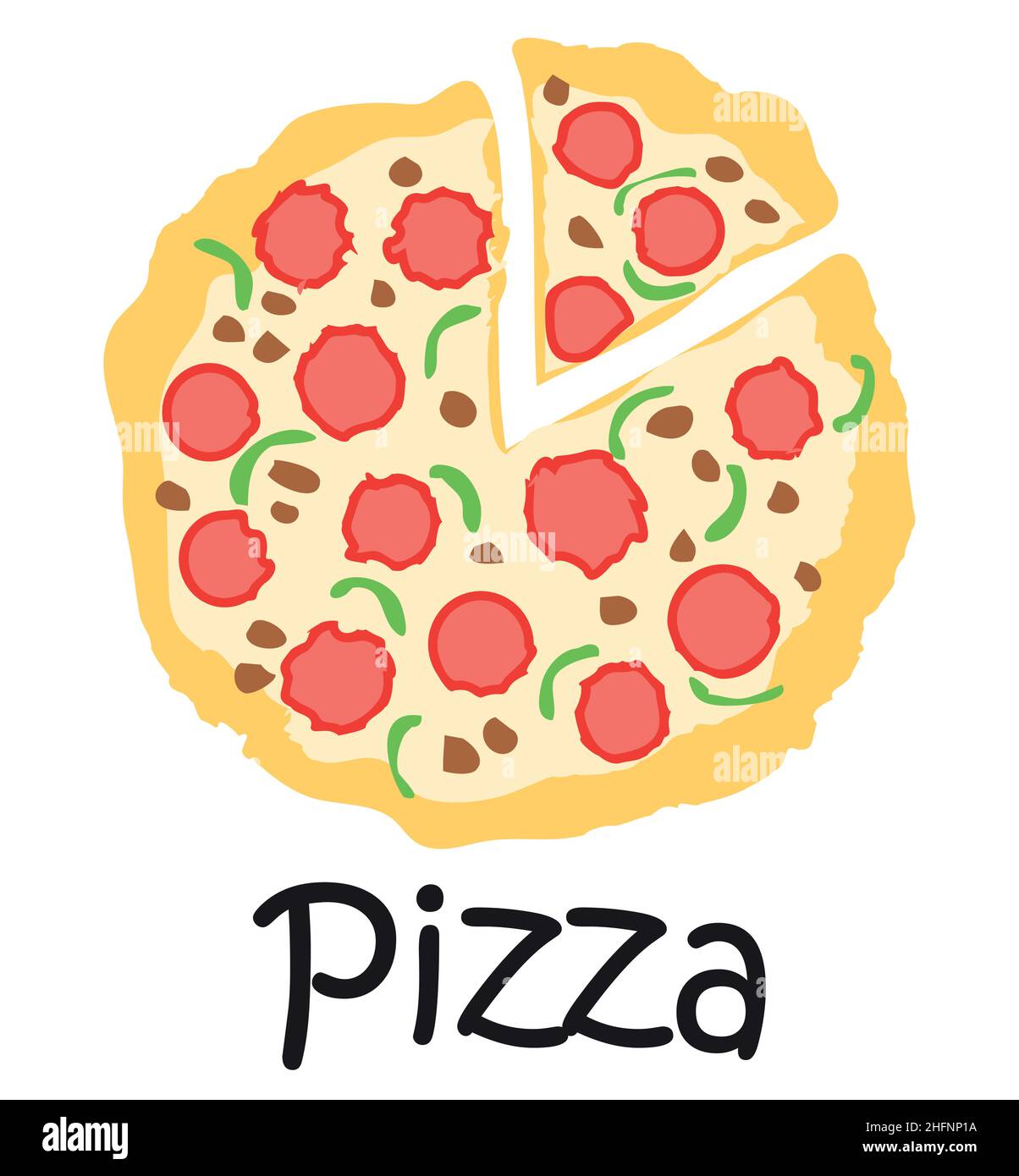 Pizza sticker. Vector illustration in watercolor style, for graphic and ...