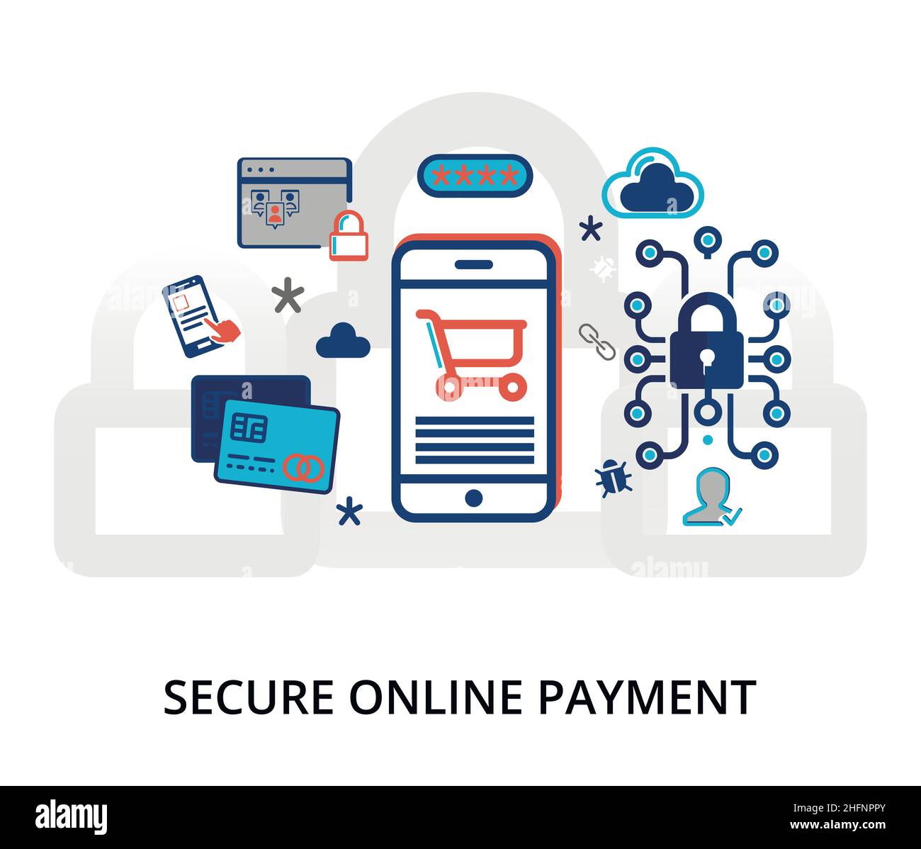 Modern flat design vector illustration, secure online payment concept ...