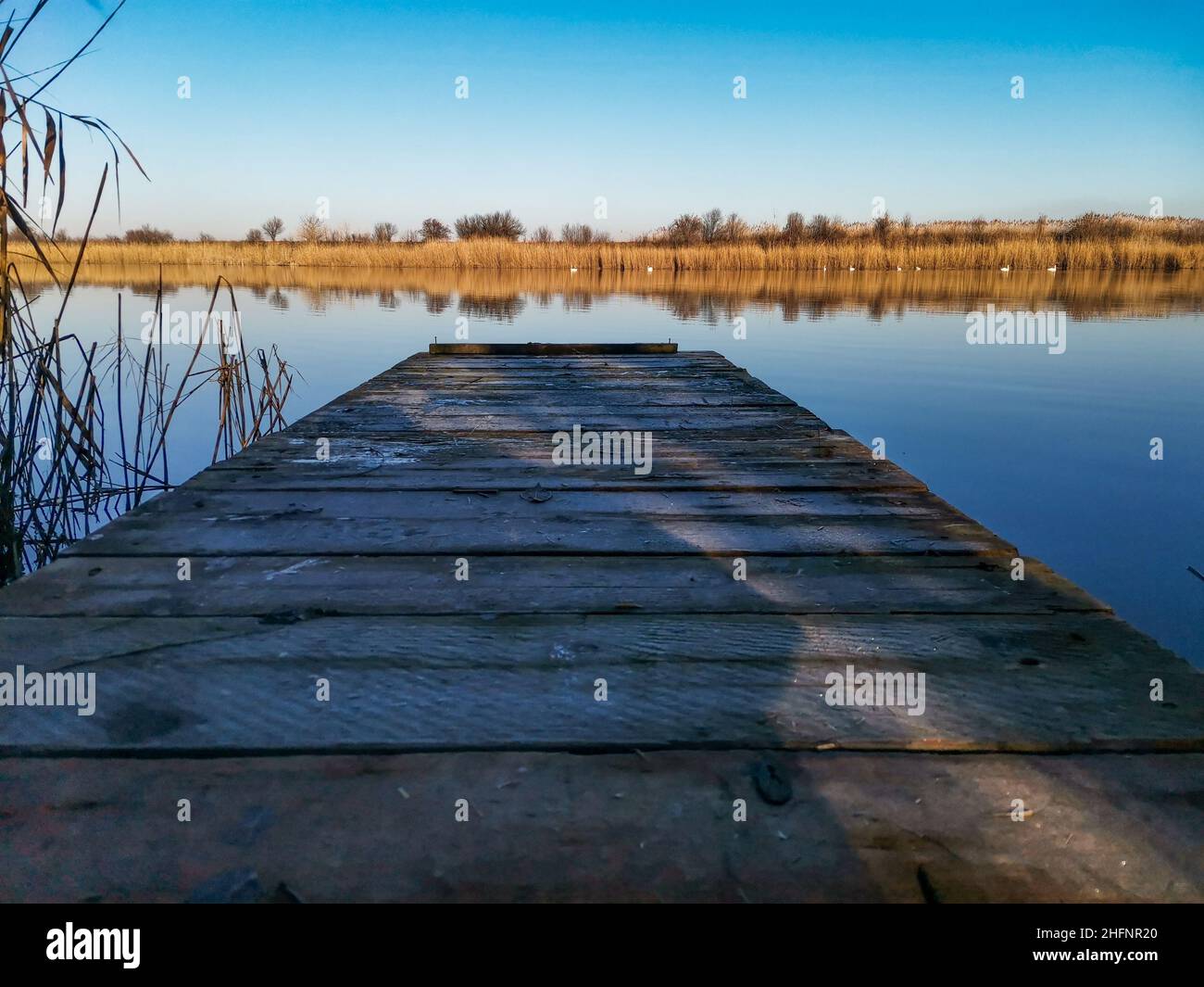 Dock on the river Stock Photo - Alamy